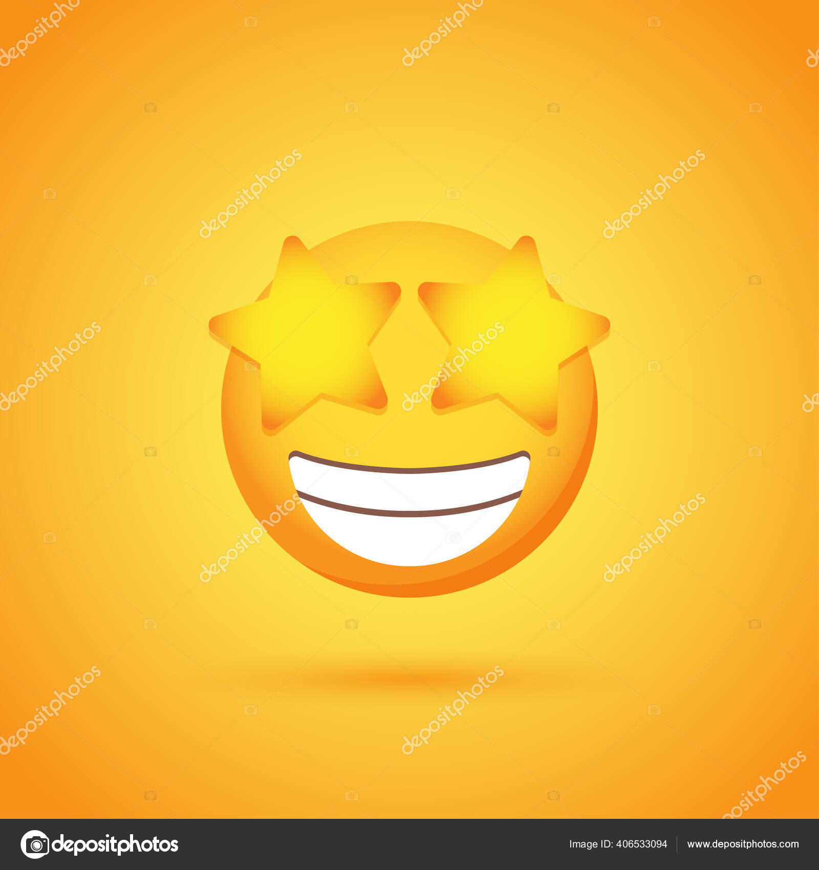 Happy Stars Emoticon Smile Icon Shadow Social Network Design Stock ...