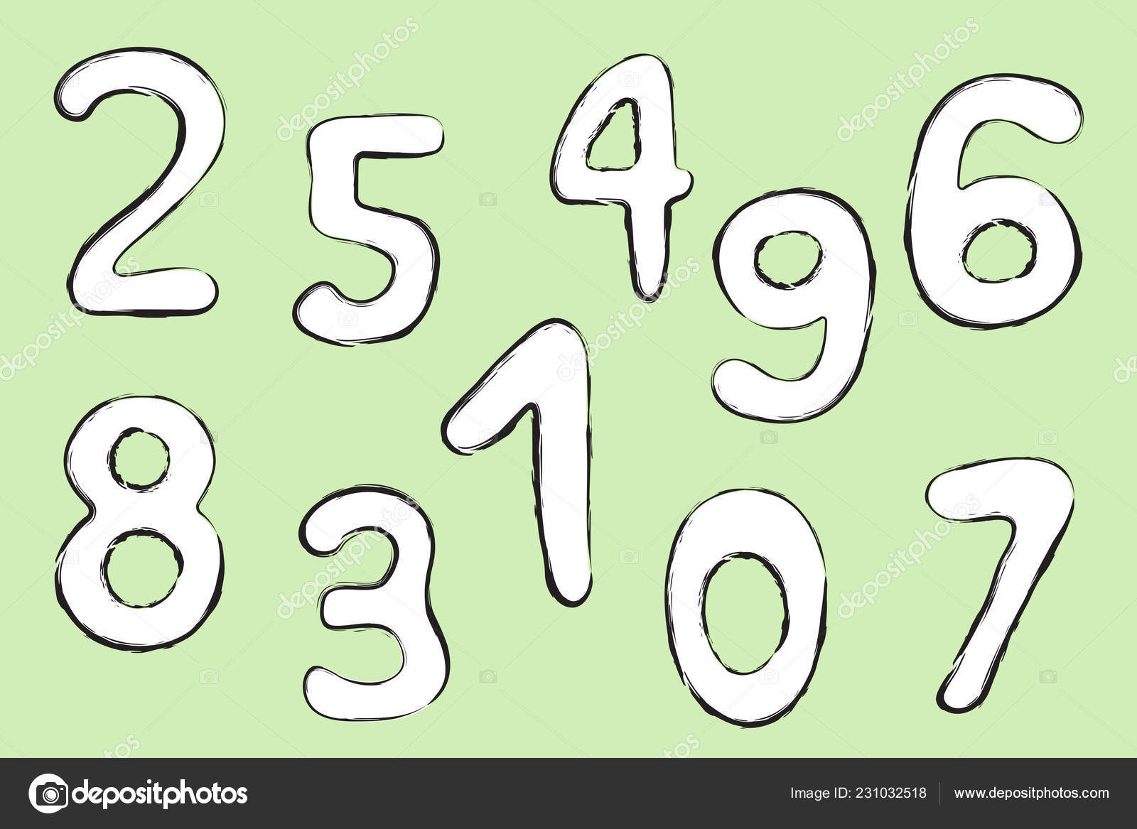 Tegneserie børn skrifttype numre fra 1 til 0. illustration Stockvektor ...