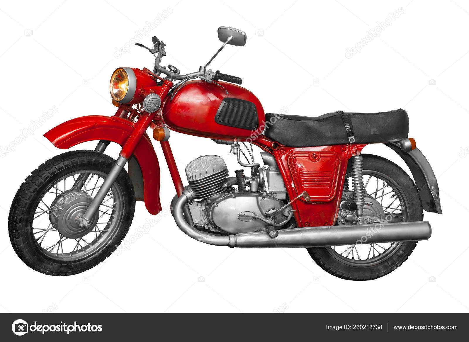 Vintage Red Motorcycle Isolated White Background — Stock Photo ...