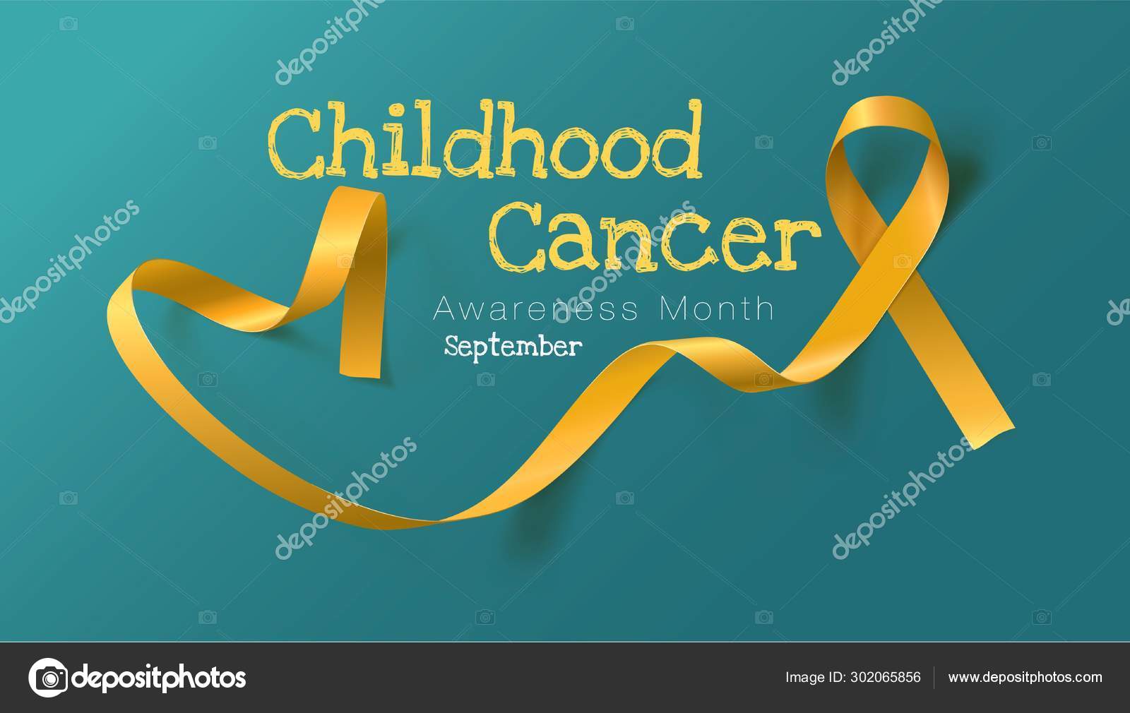 Gold Cancer Ribbon Vector