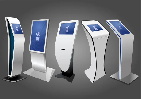 Set of Promotional Interactive Information Kiosk, Advertising Display, Terminal Stand, Touch ...
