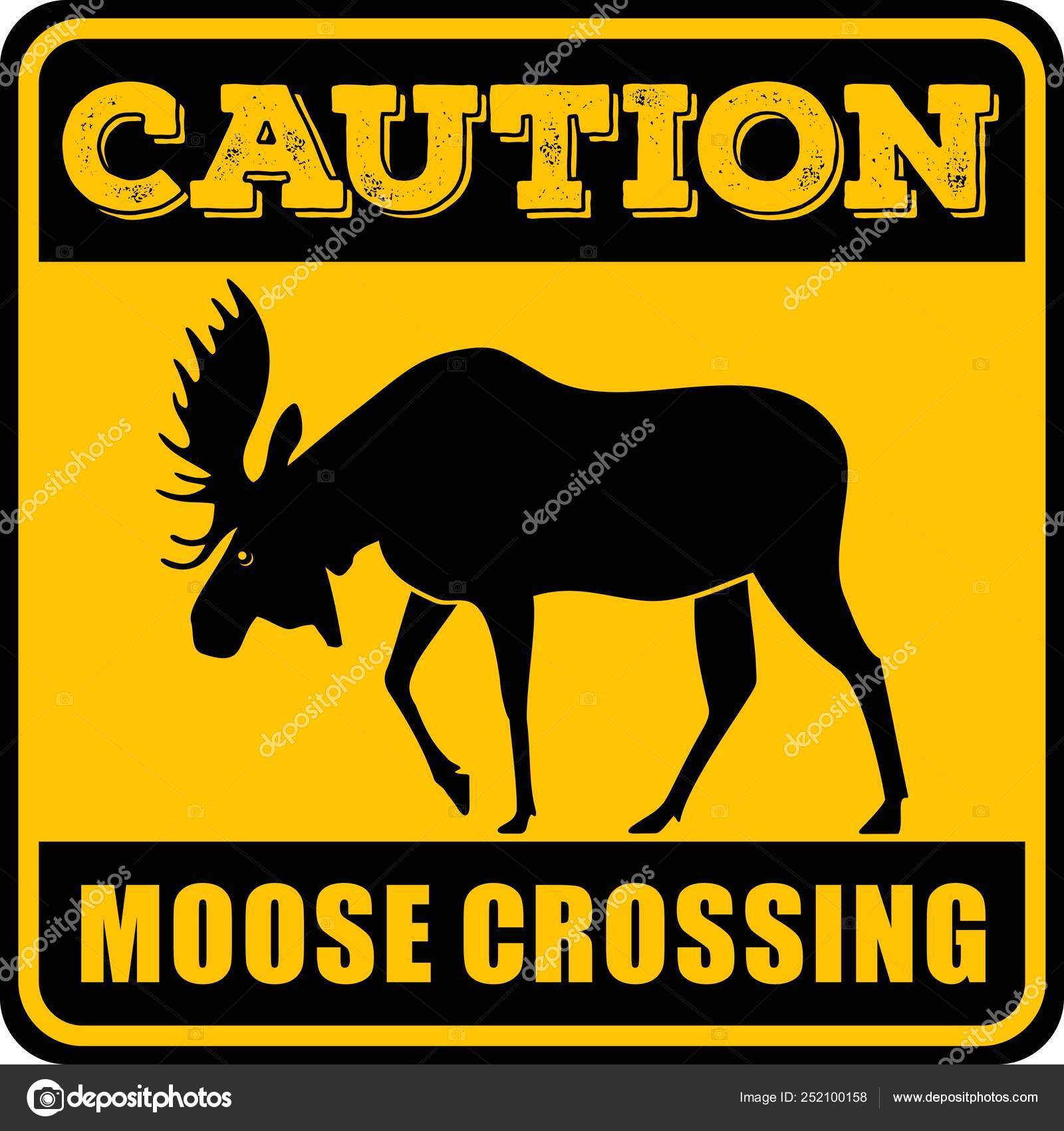 Road sign - Attention Animal, Moose Crossing. Vector illustration ...