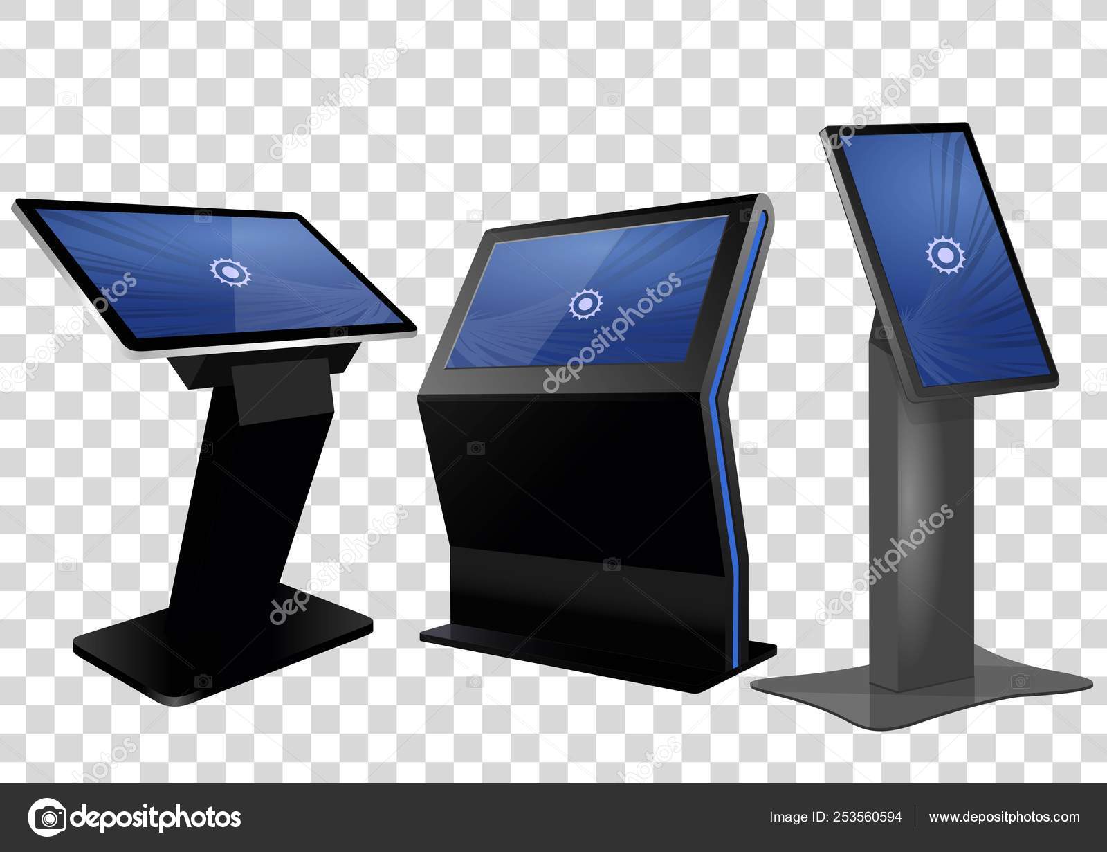 Three Promotional Interactive Information Kiosk, Advertising Display, Terminal Stand, Touch ...