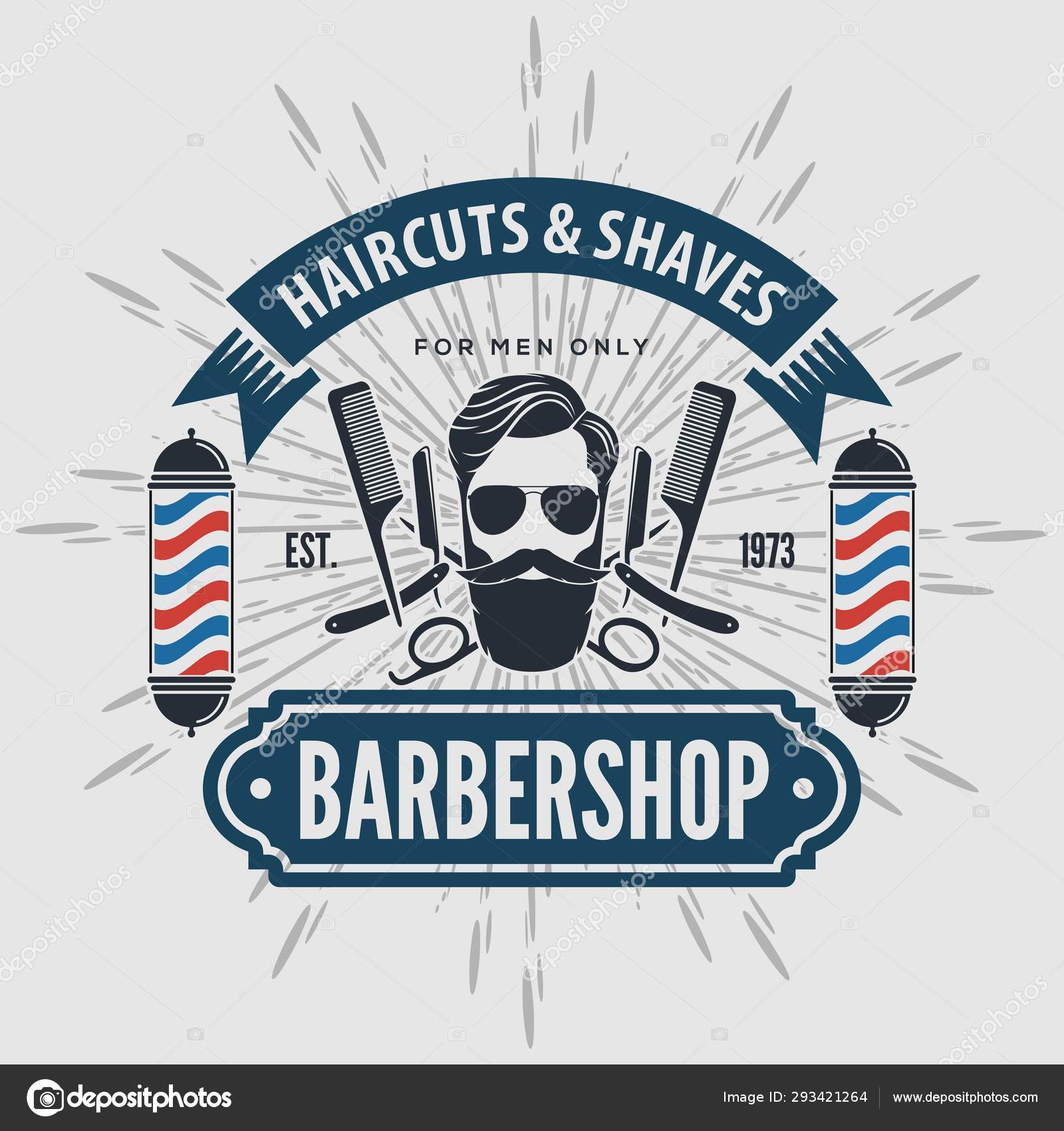 Barber shop poster template with hipster face. Stock Vector by ©zfmbek ...