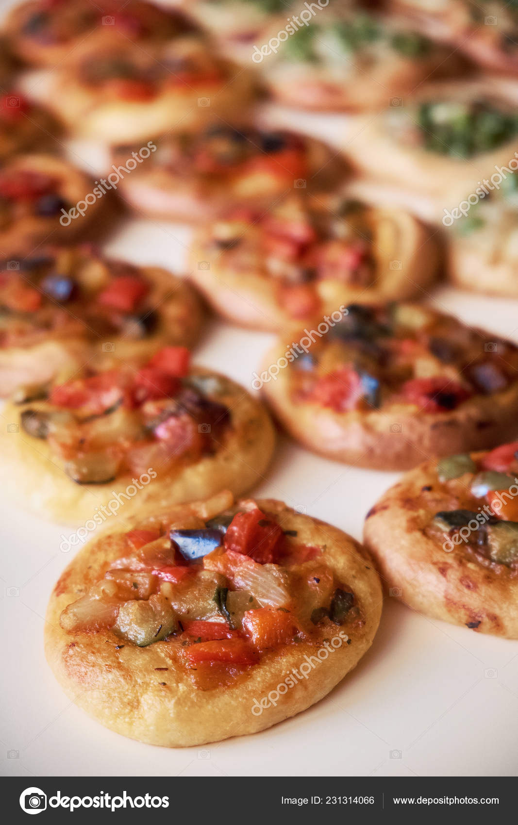 Close Freshly Baked Mini Pizzas Cocas White Background Traditional ...