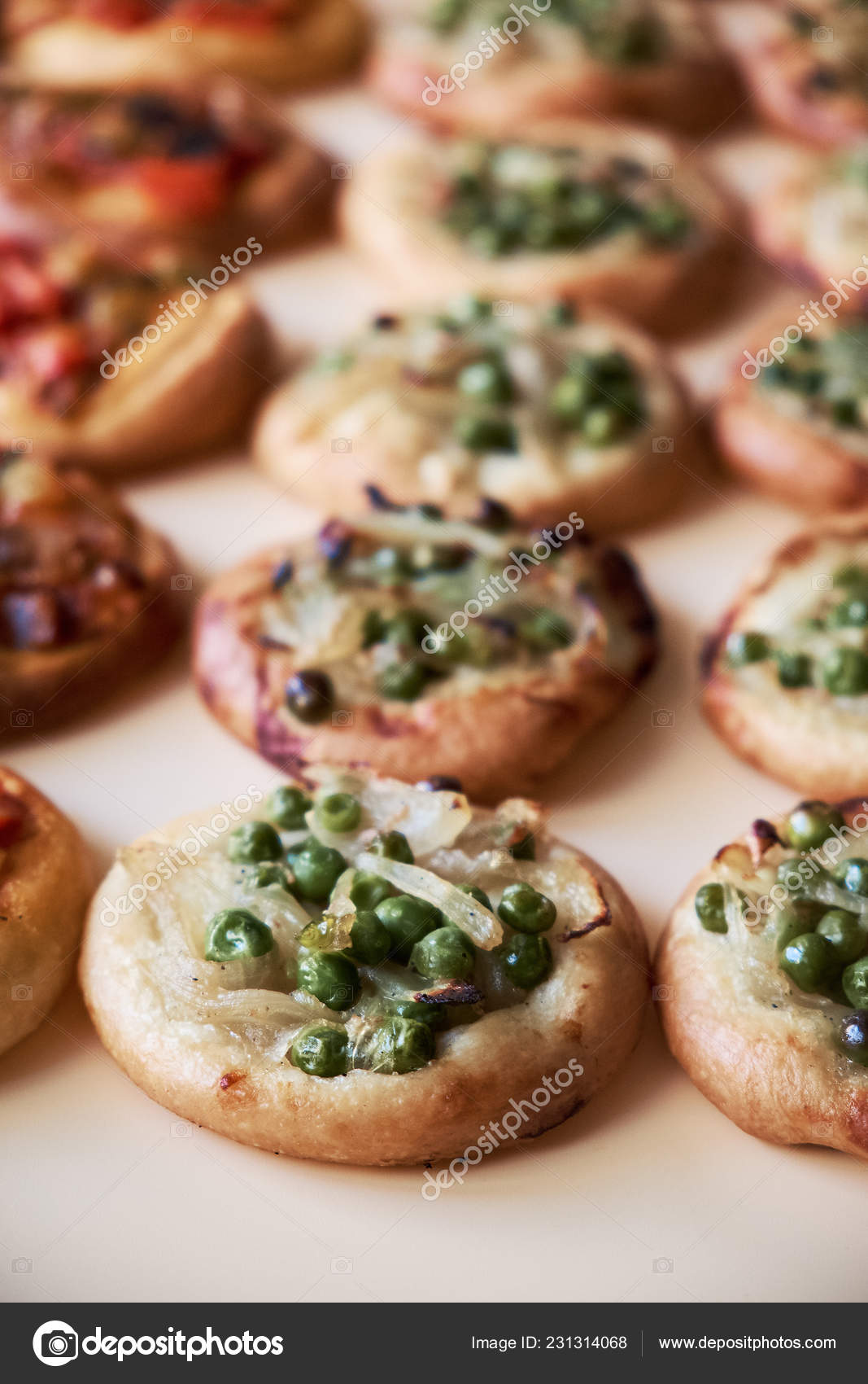 Close Freshly Baked Mini Pizzas Cocas White Background Traditional ...