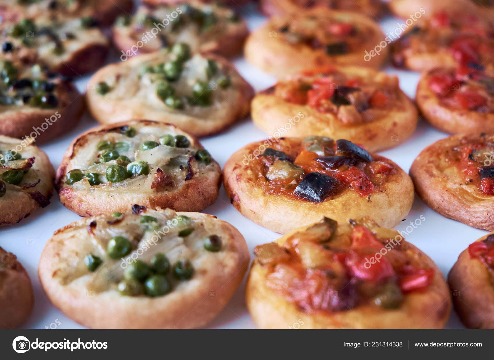 Close Freshly Baked Mini Pizzas Cocas White Background Traditional ...