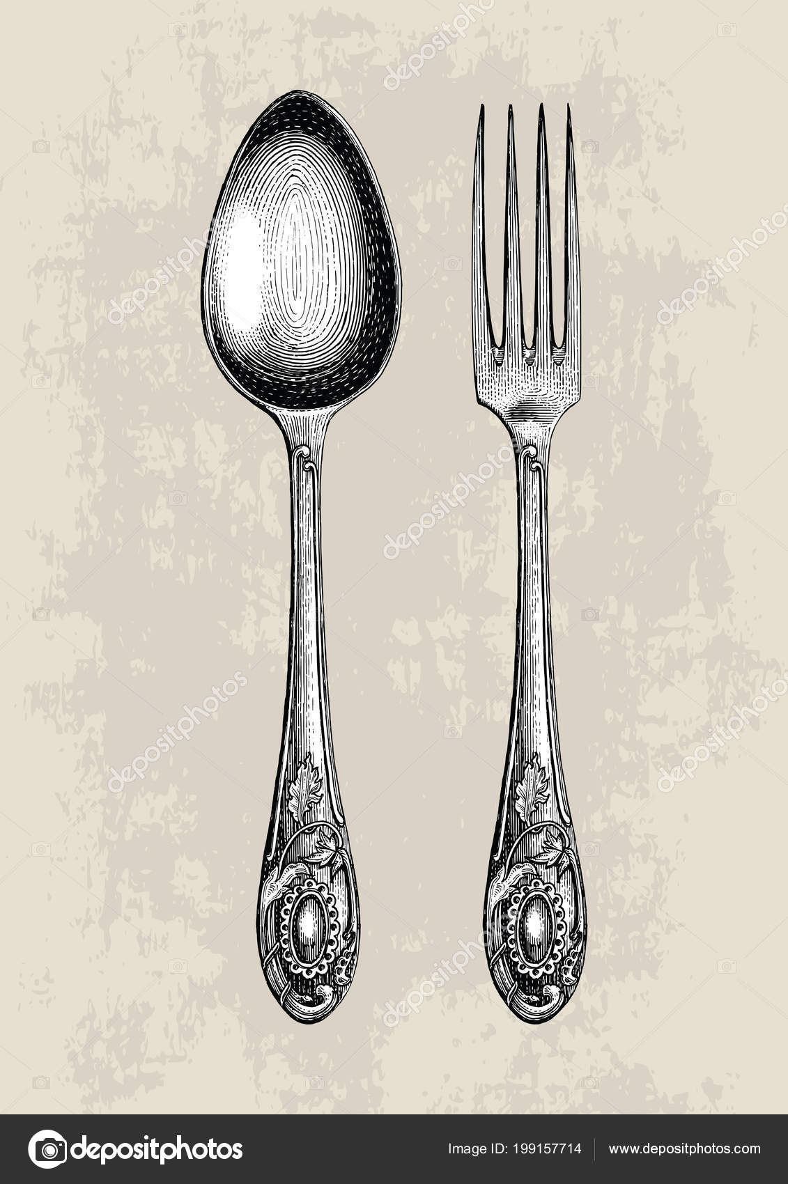 Antique Fork Drawing