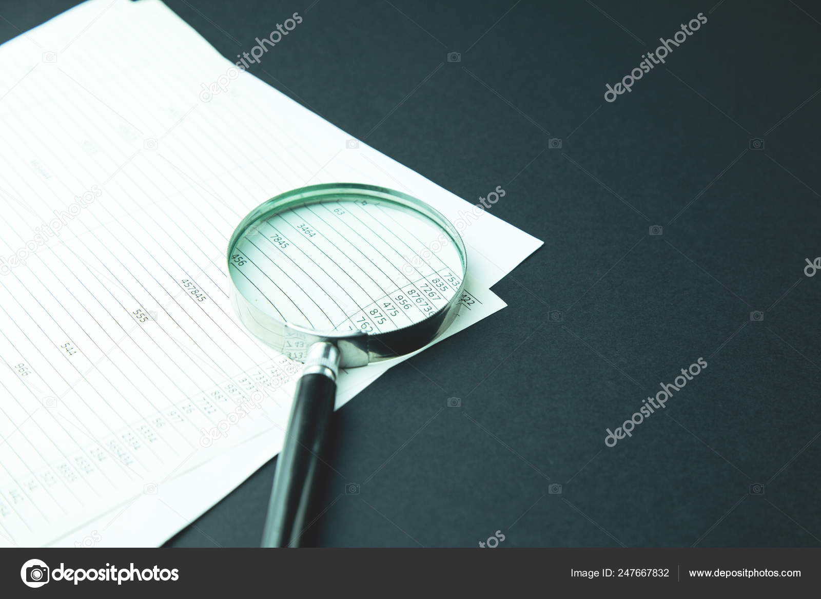 Magnifying glass and documents on the table Stock Photo by ©sasun ...