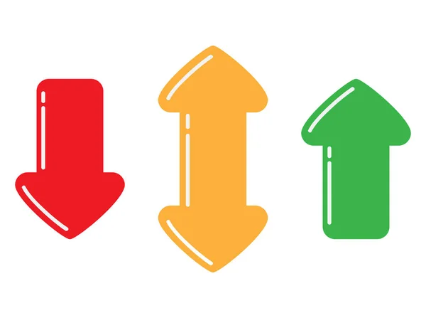 Red, green and yellow arrows up, down and double in different ...