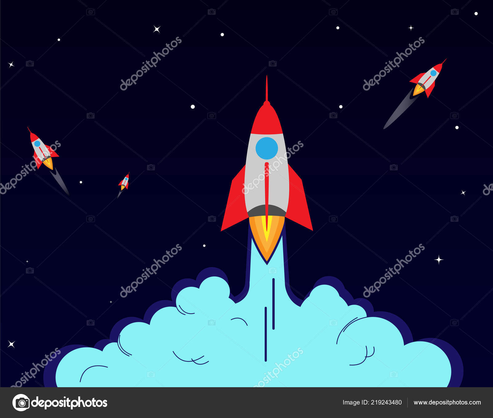 Start Rocket Black Star Sky Conceptual Banner Start Startup Project ...