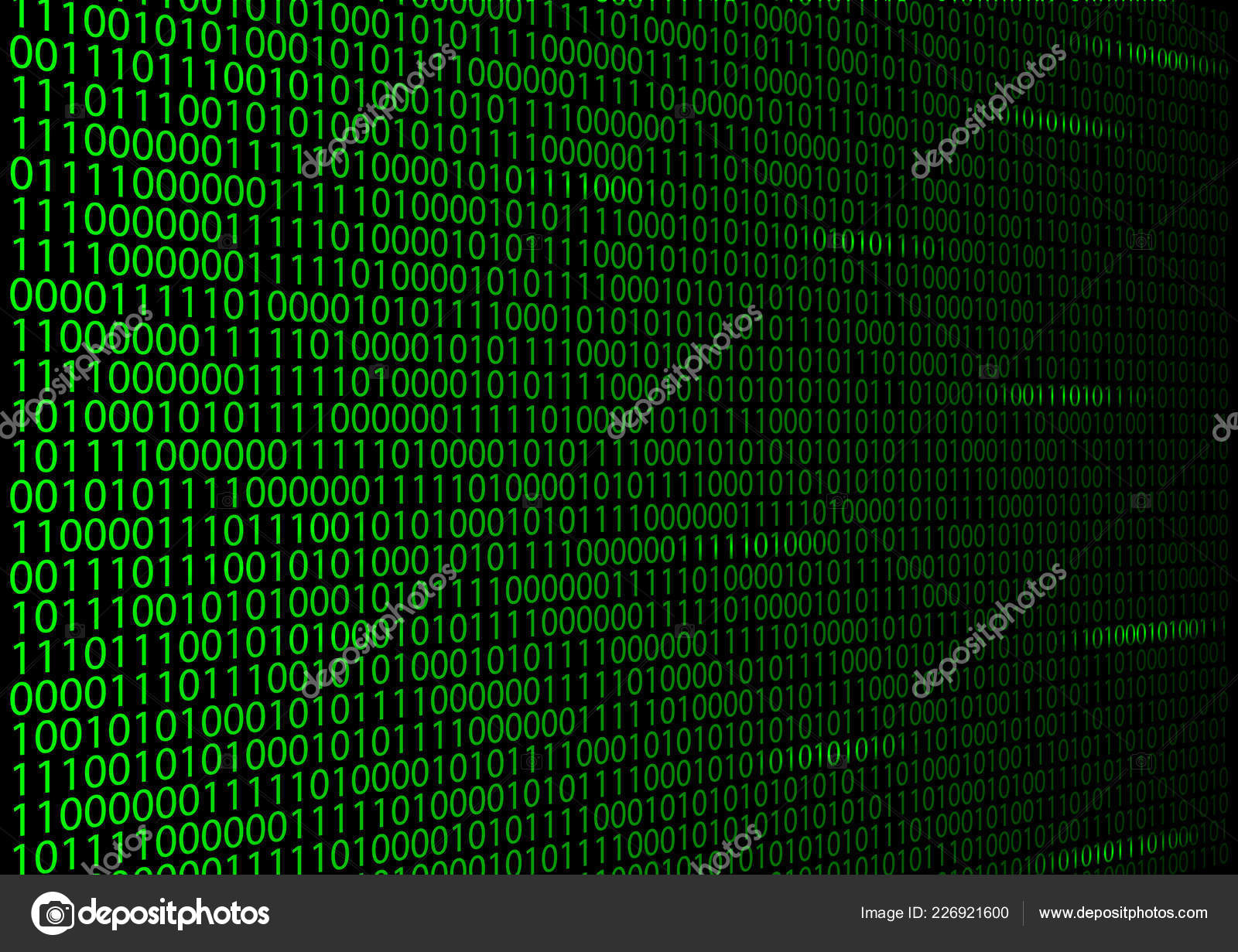 Green Binary Matrix Black Background Illuminated Numbers Different ...