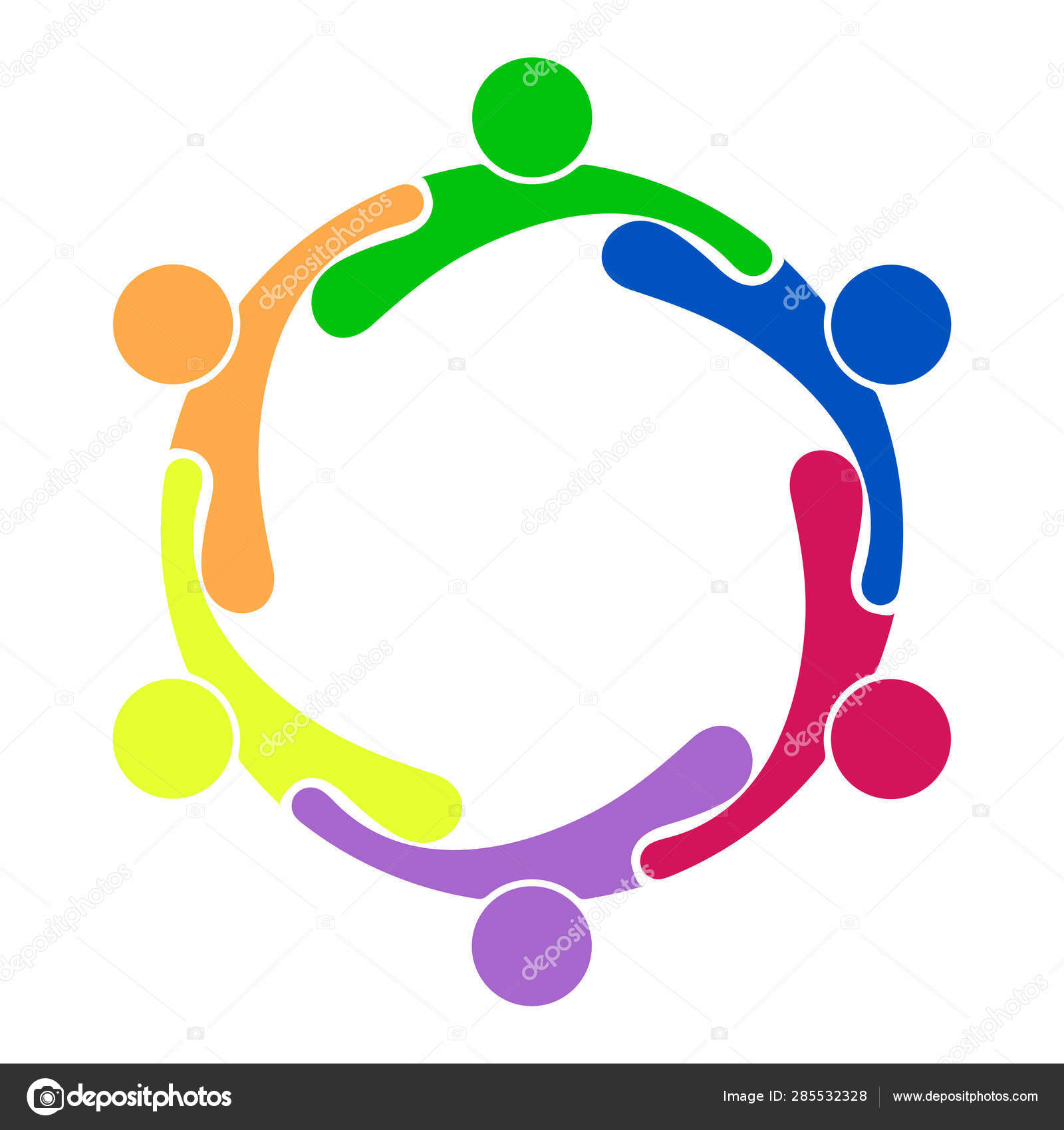 Trabajo Equipo Grupo Seis Personas Forman Círculo Stock Vector by ...