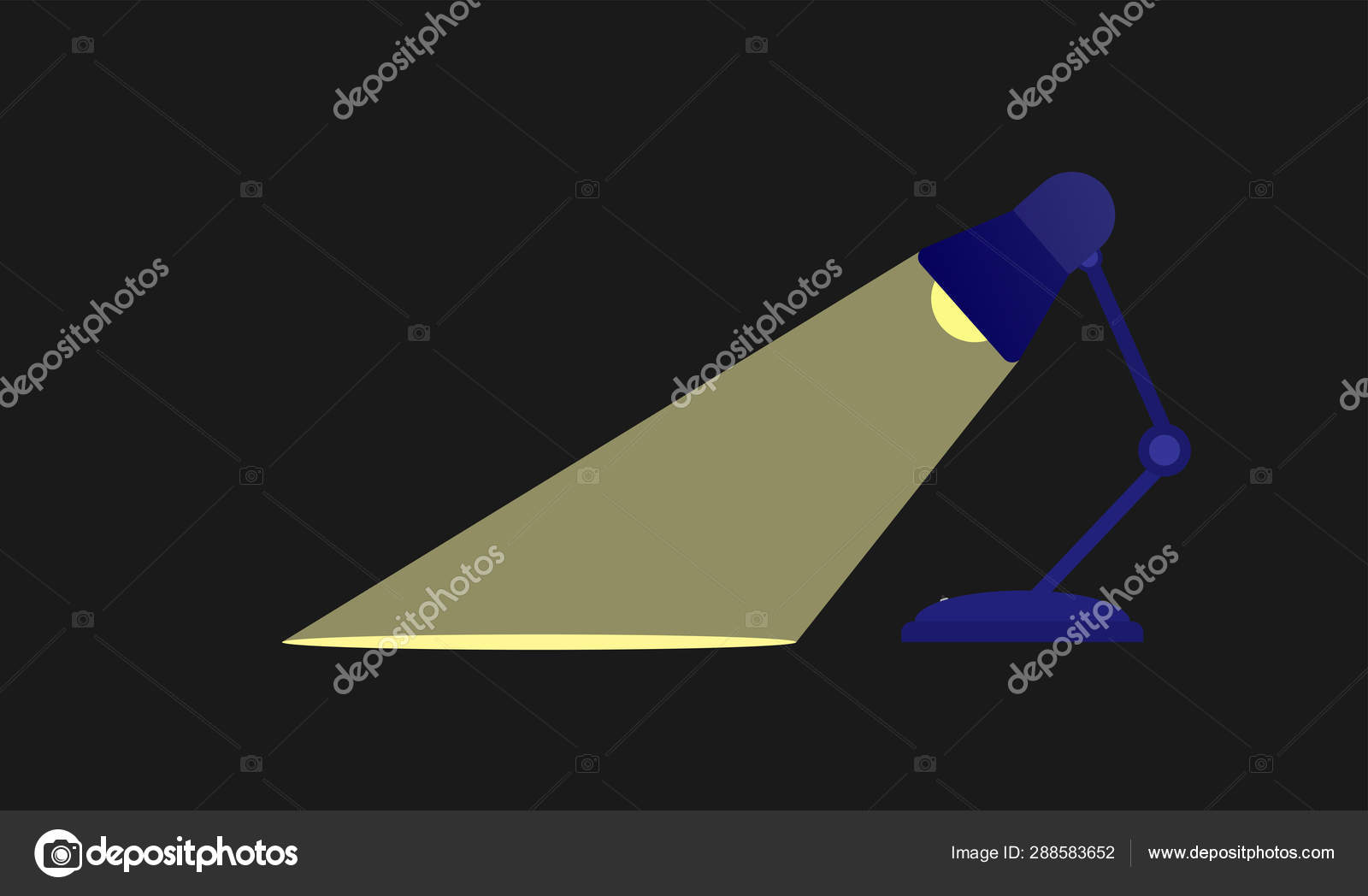 Table lamp with a beam of light on a black background. — Stock Vector ...