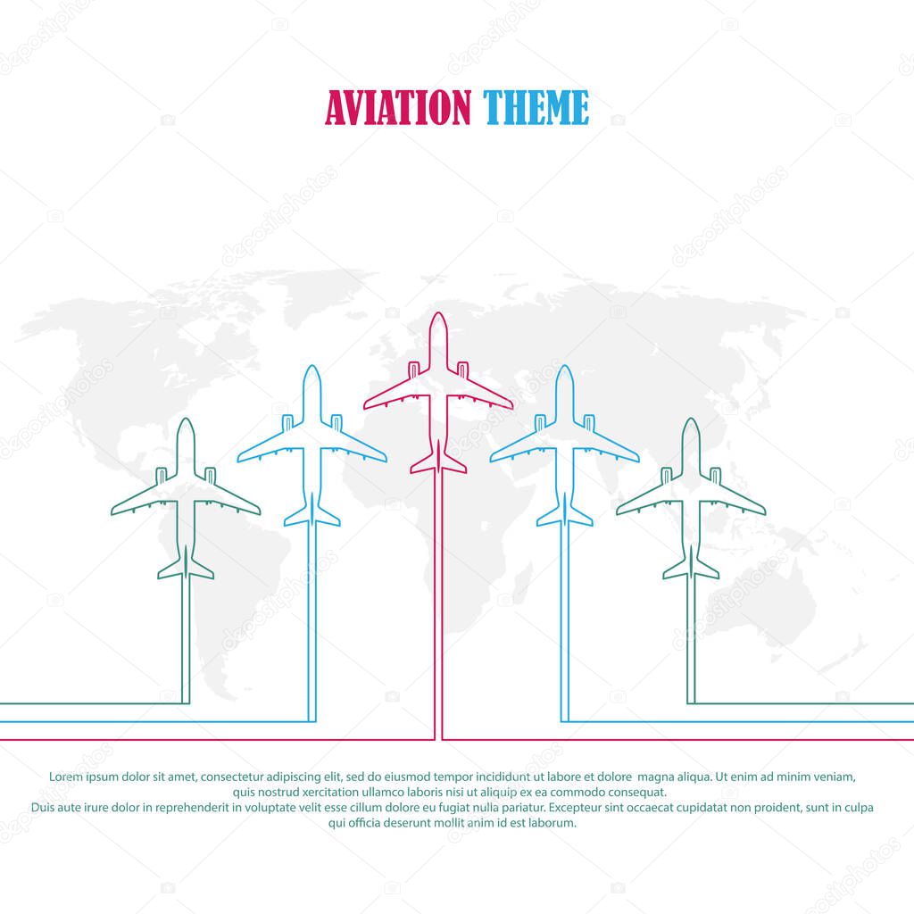 tema de aviaci n. Ilustraci n de material conceptual para el dise o de un p ster, pancarta ...
