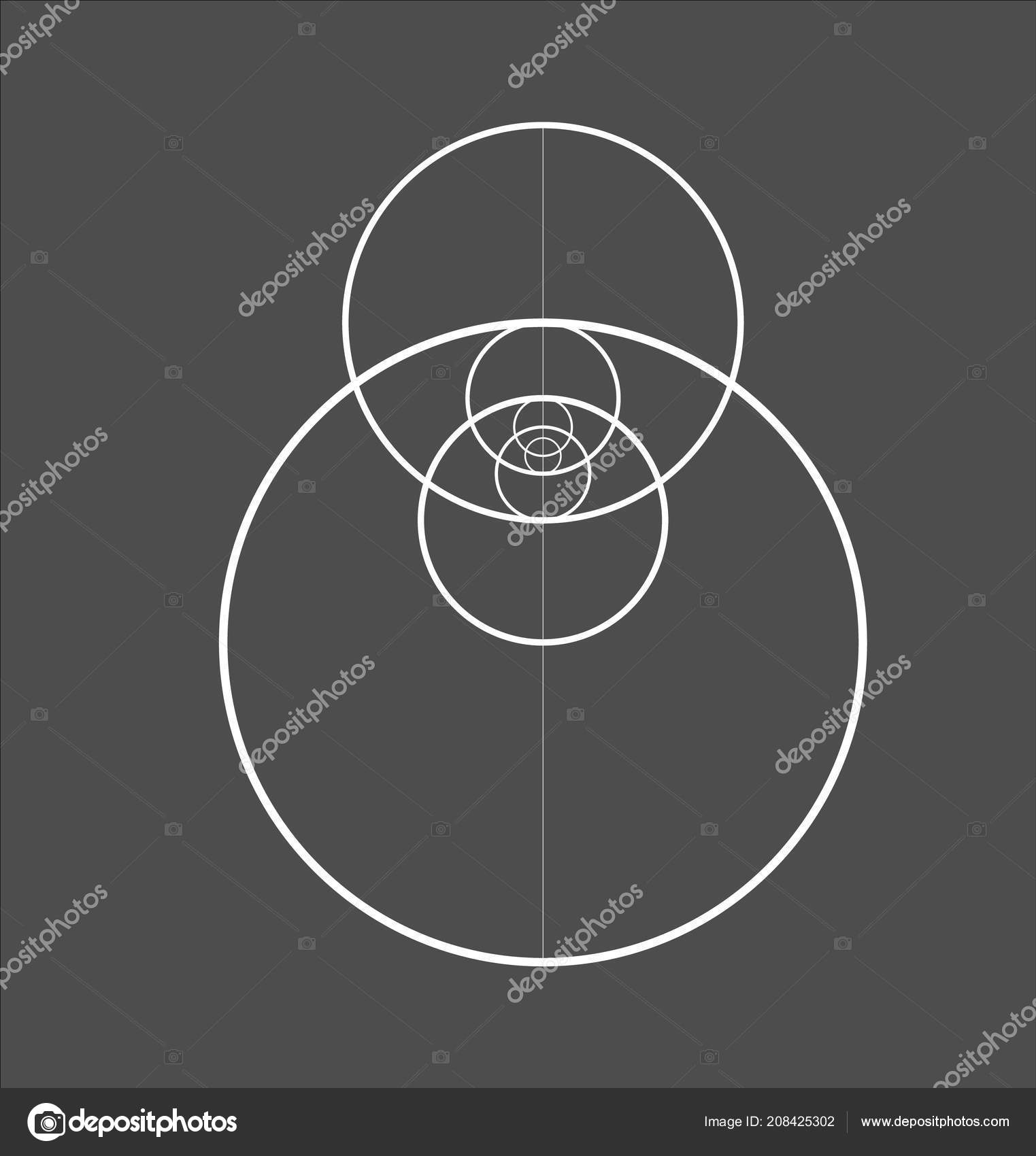 Minimalistic style design. Golden ratio. Geometric shapes. Circles in ...