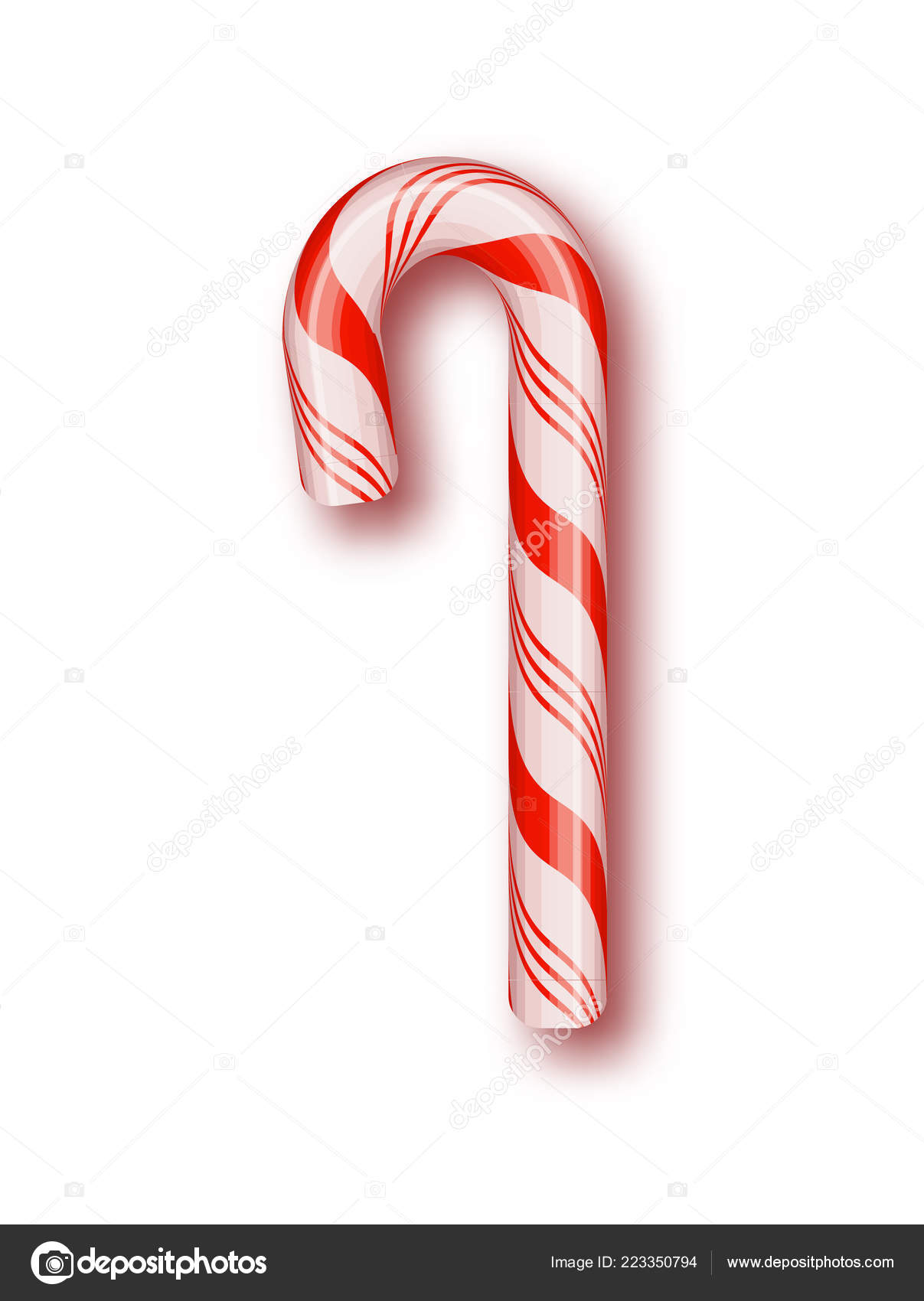 Realistic Xmas candy cane isolated on transparent backdrop.Template for ...