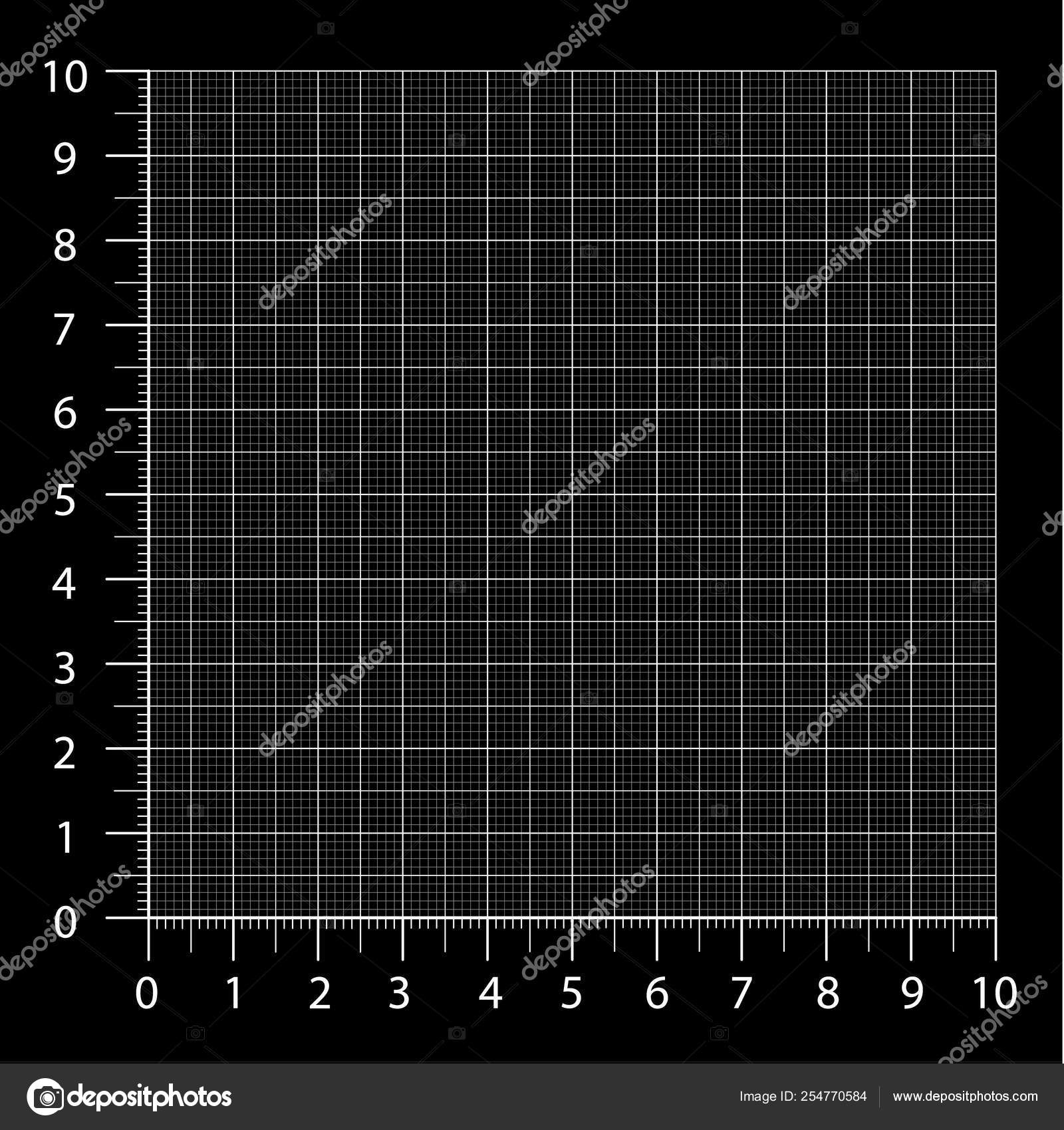 Measured Grid Graph Plotting Grid Corner Ruler With Sets Of Measurement Numbers Isolated On