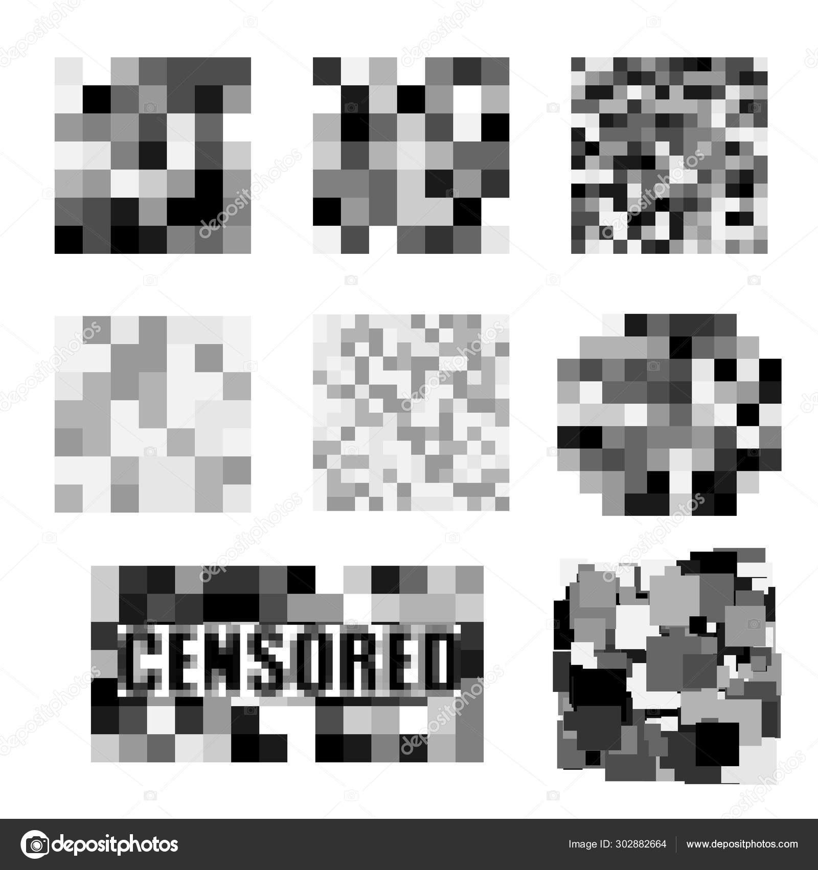 Censored pixel sign set. Black censor bar concept. Censorship rectangle ...