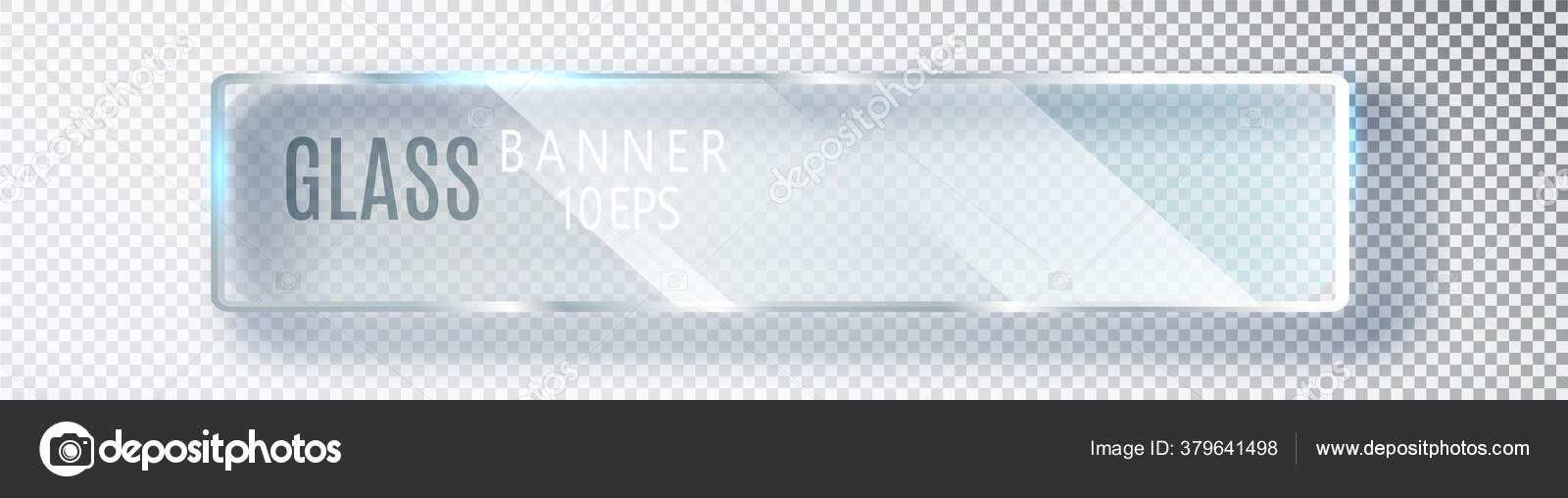 Glass transparent Horizontal banner set.Vector glass frame isolated on ...