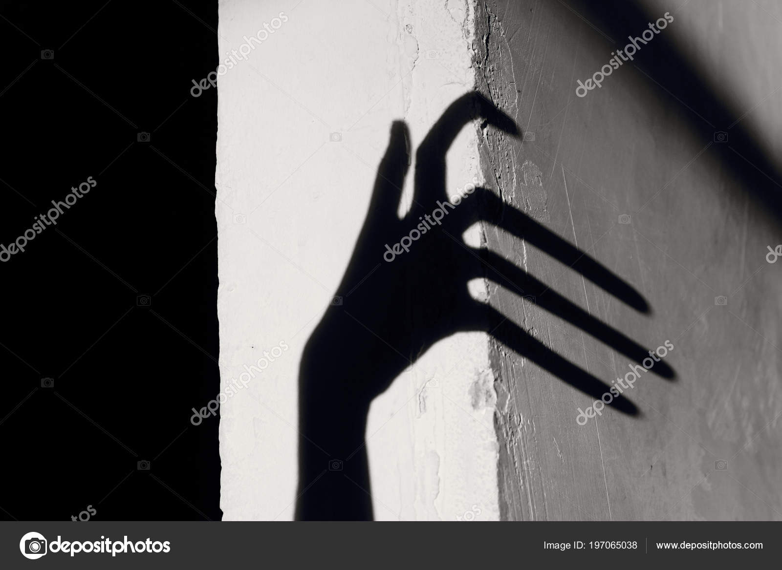 Strange Shadow Wall Terrible Shadow Abstract Background Black Shadow ...