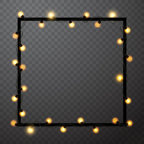 Abstract frame with retro light bulbs, vector illustration with glowing ...