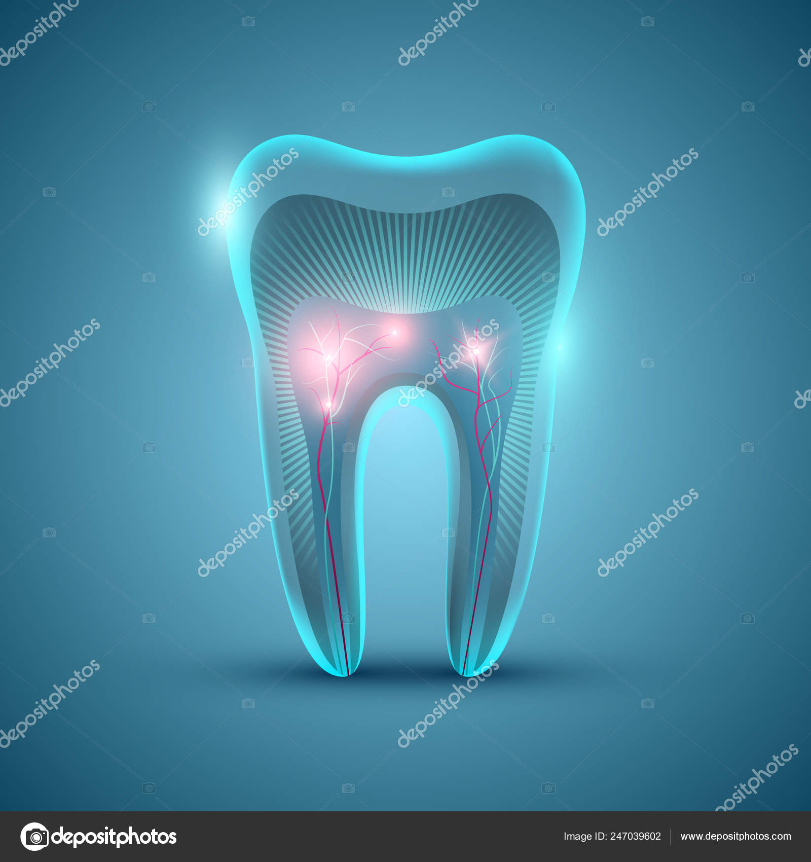 Abstract Futuristic Tooth Structure Blue Background Dental Banner ...