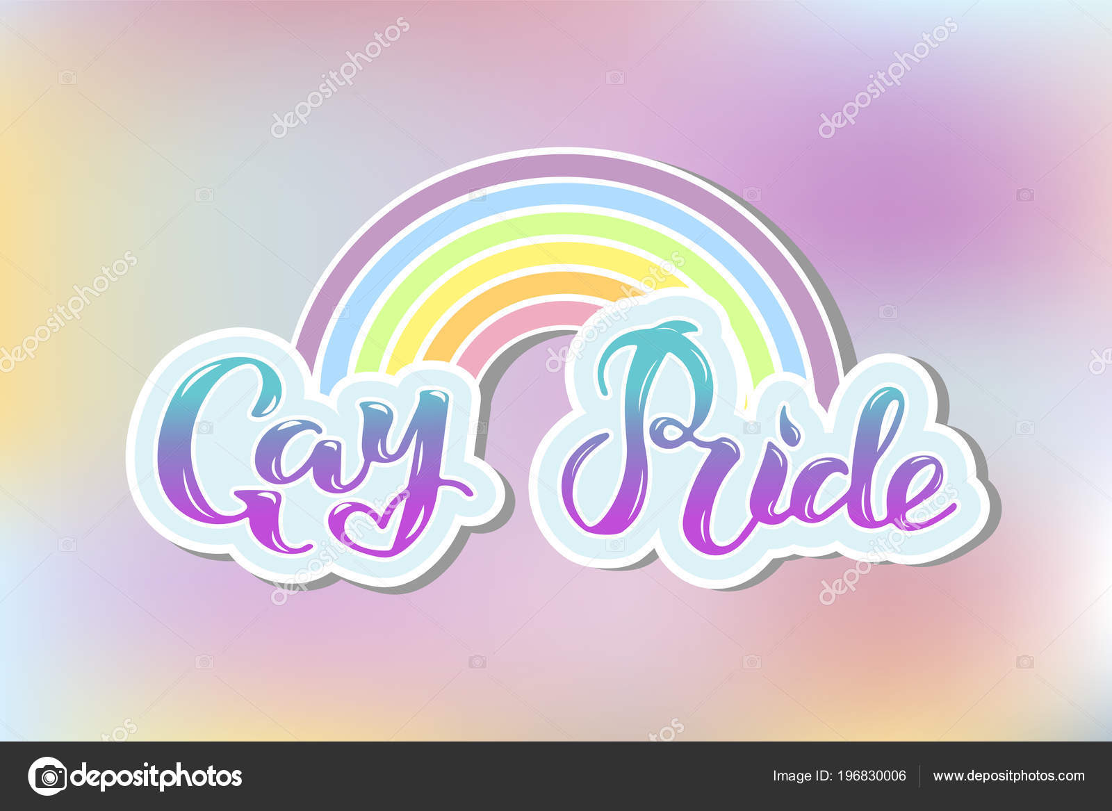 Gay Pride Text Cloud Rainbow Isolated Background Hand Written Lettering ...