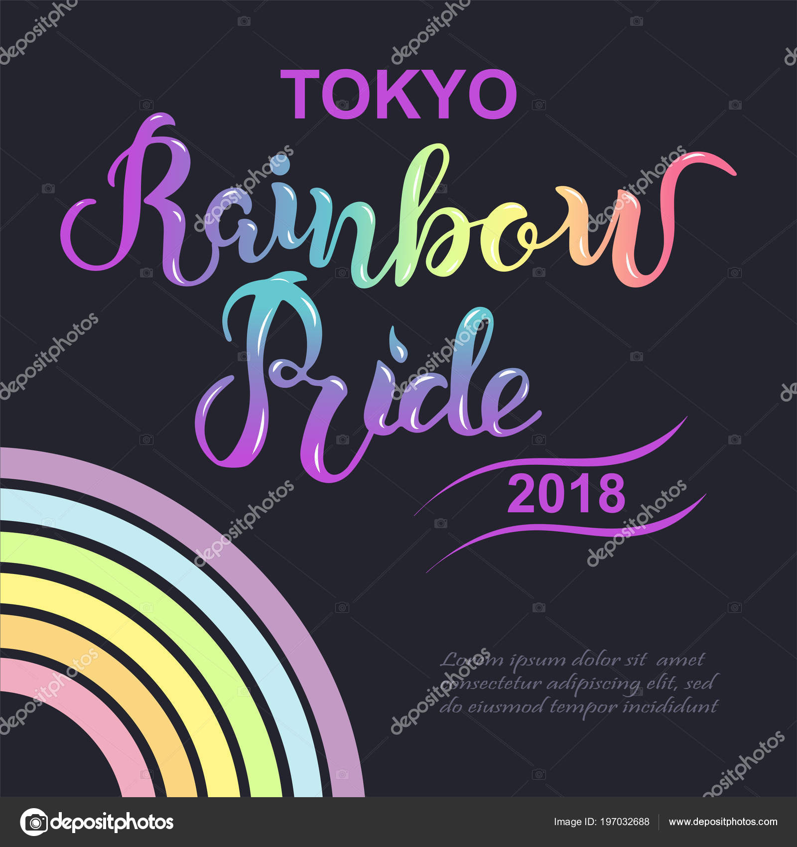 Rainbow Pride Text Black Background Rainbow Pride Hand Drawn Lettering ...