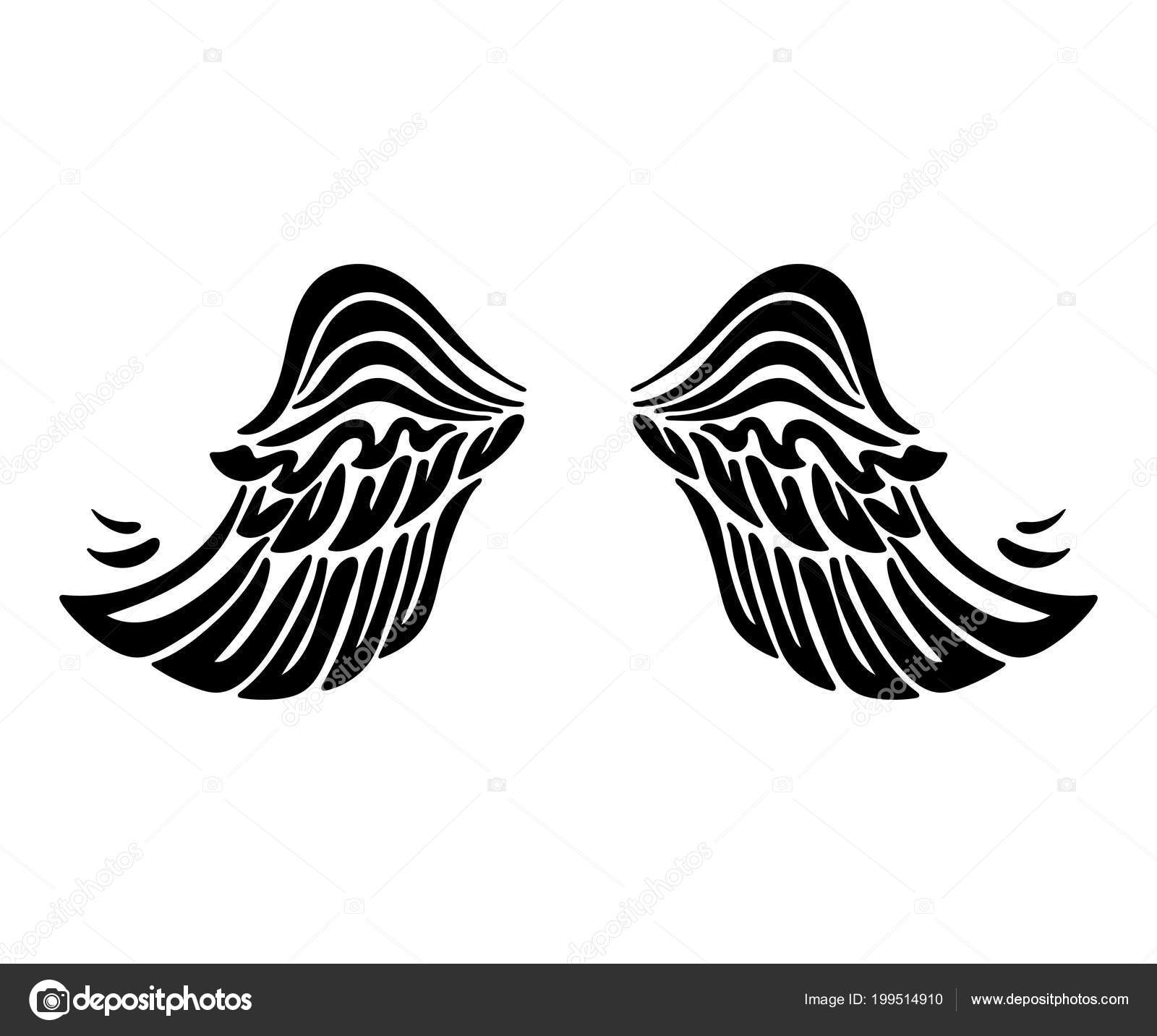 Black Wings Vector Illustration Isolated White Backgroung Stock Vector ...