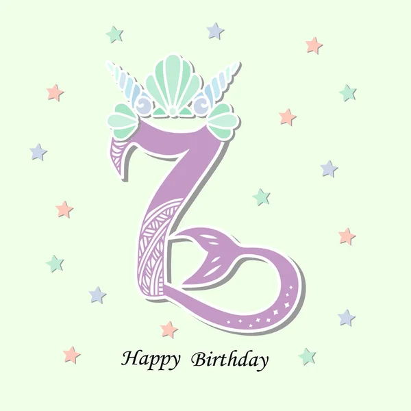 Vector Set Mermaid Party Text Sea Shell Crown Numbers Mermaid — Stock ...