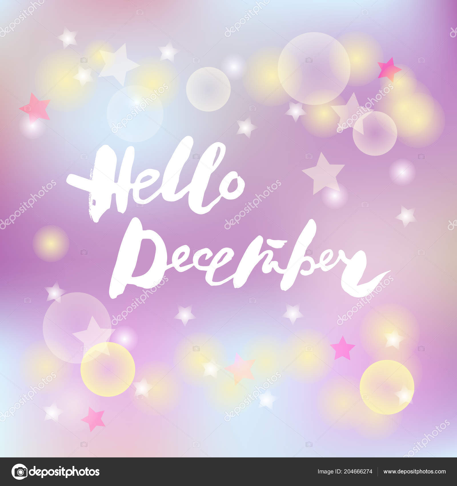 Handwritten Modern Lettering Hello December Blured Background Hand ...
