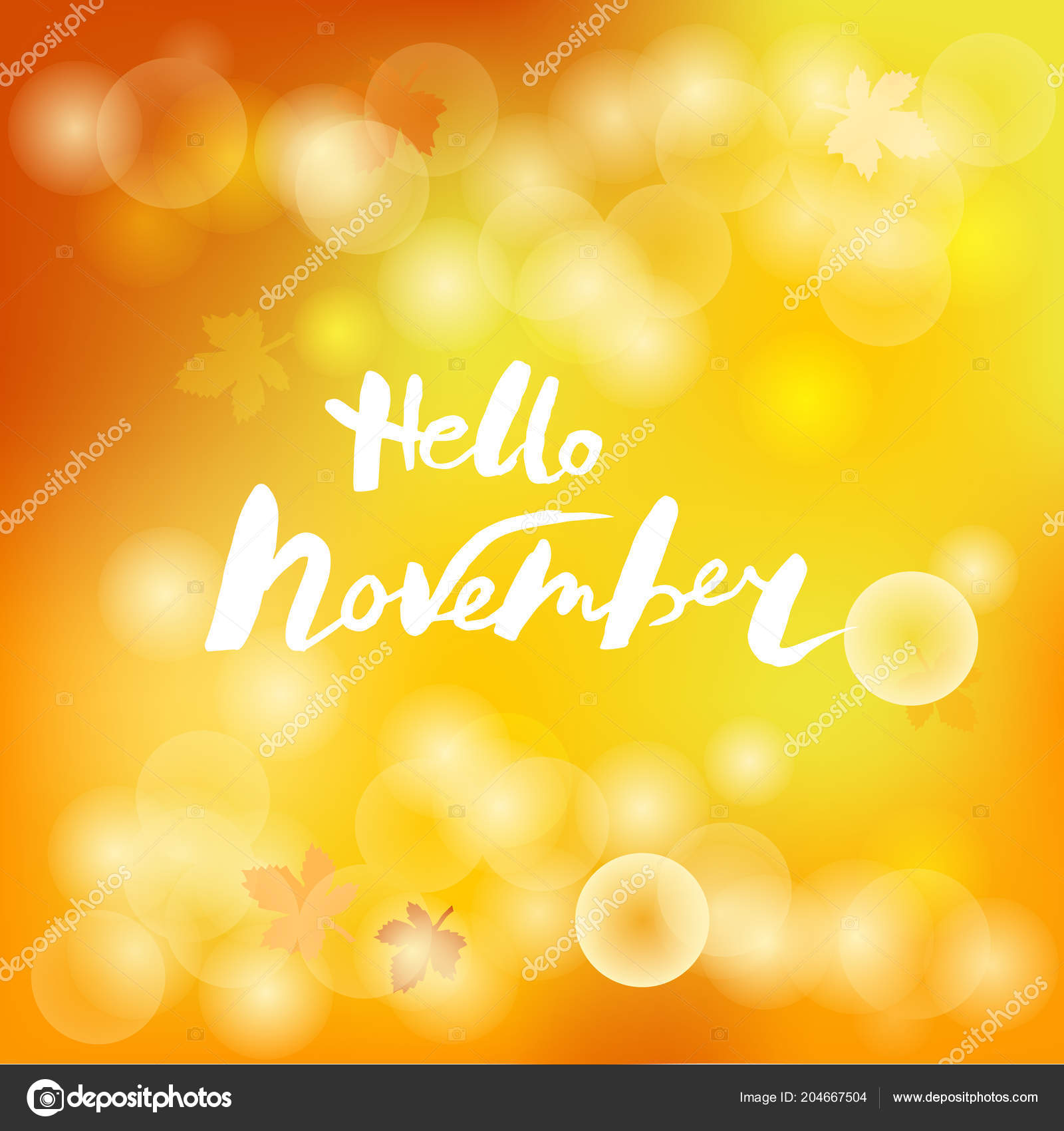 Letras Manuscritas Olá Novembro Isolado Fundo Amarelo Lettering Autumn ...