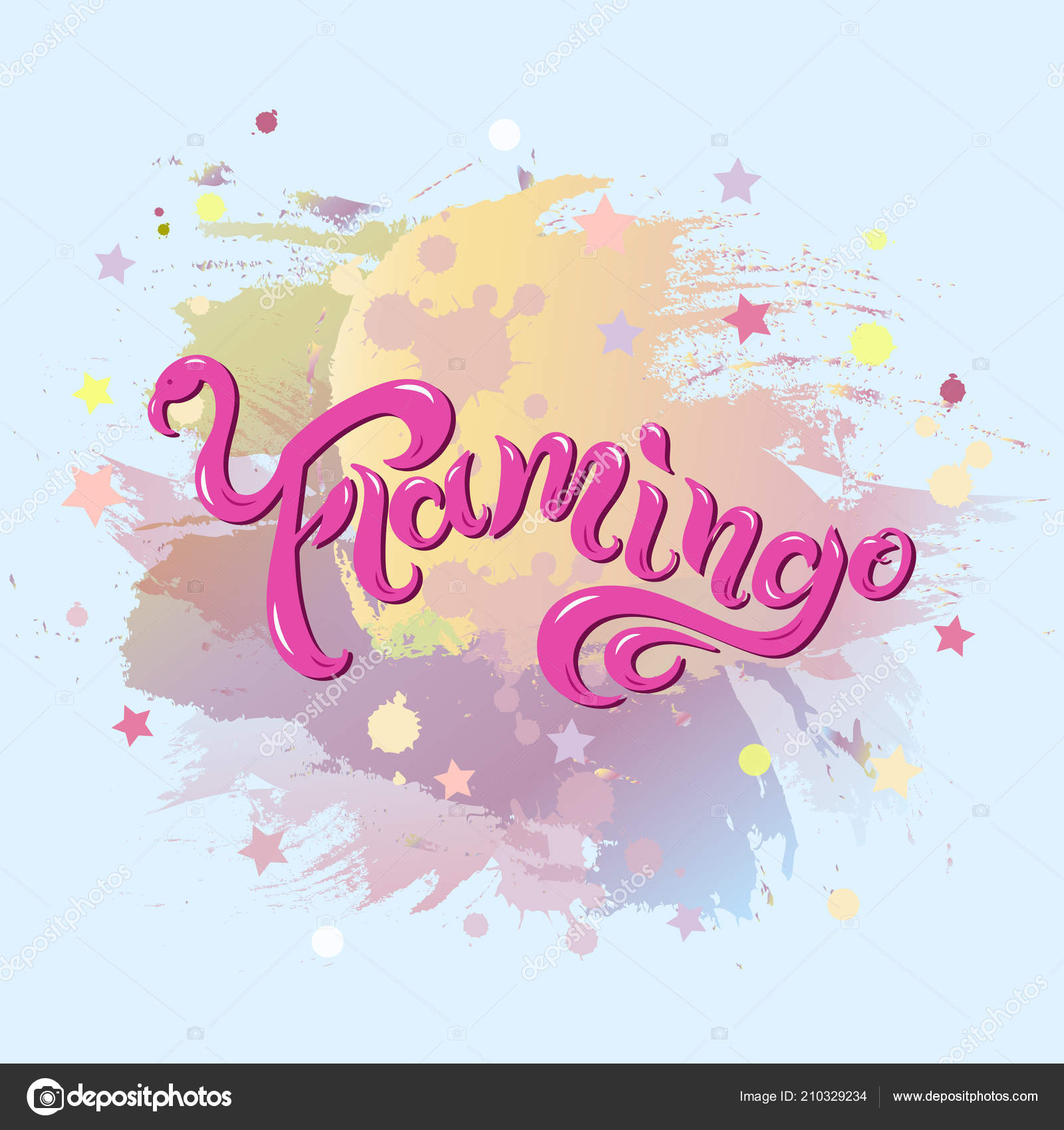 Flamingo Text Isolated Pink Background Hand Drawn Lettering Flamingo ...