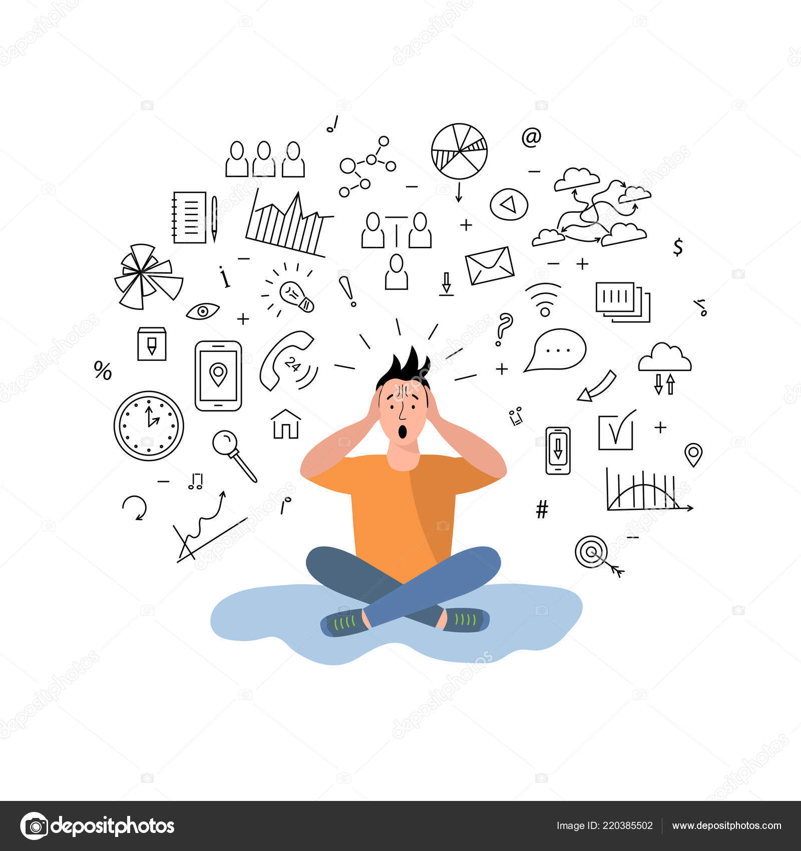 Person Get Too Much Information Information Data Overload Concept ...