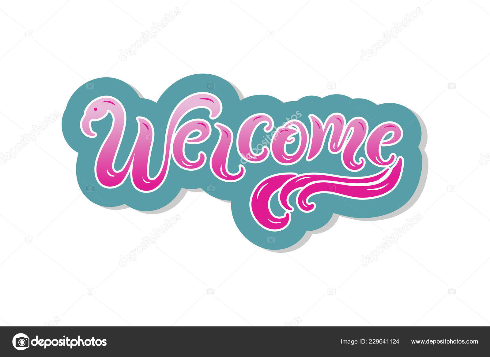 Letras Manuscritas Bienvenido Como Flamenco Aislado Sobre Fondo Blanco ...