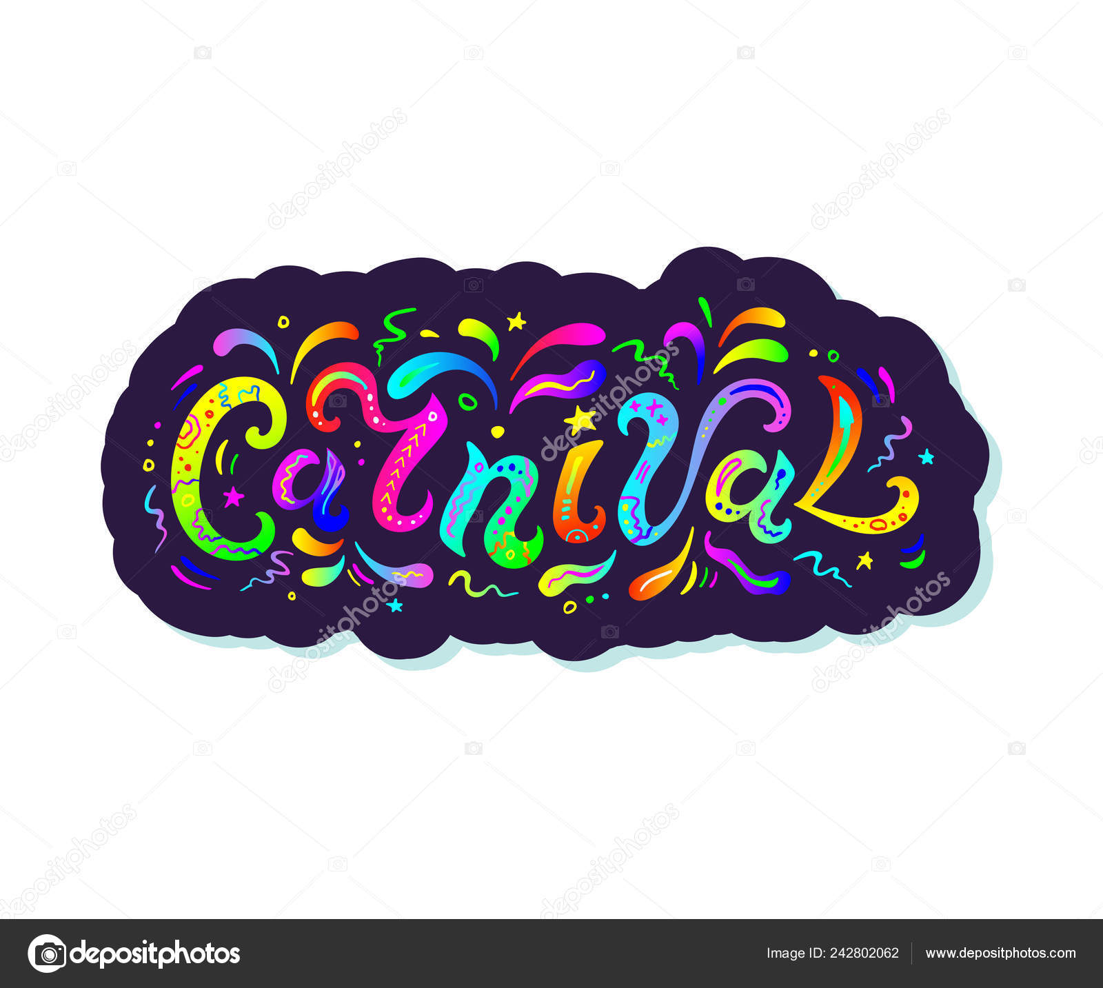 Carnival Text Logo Badge Patch Isolated White Background Hand Drawn ...