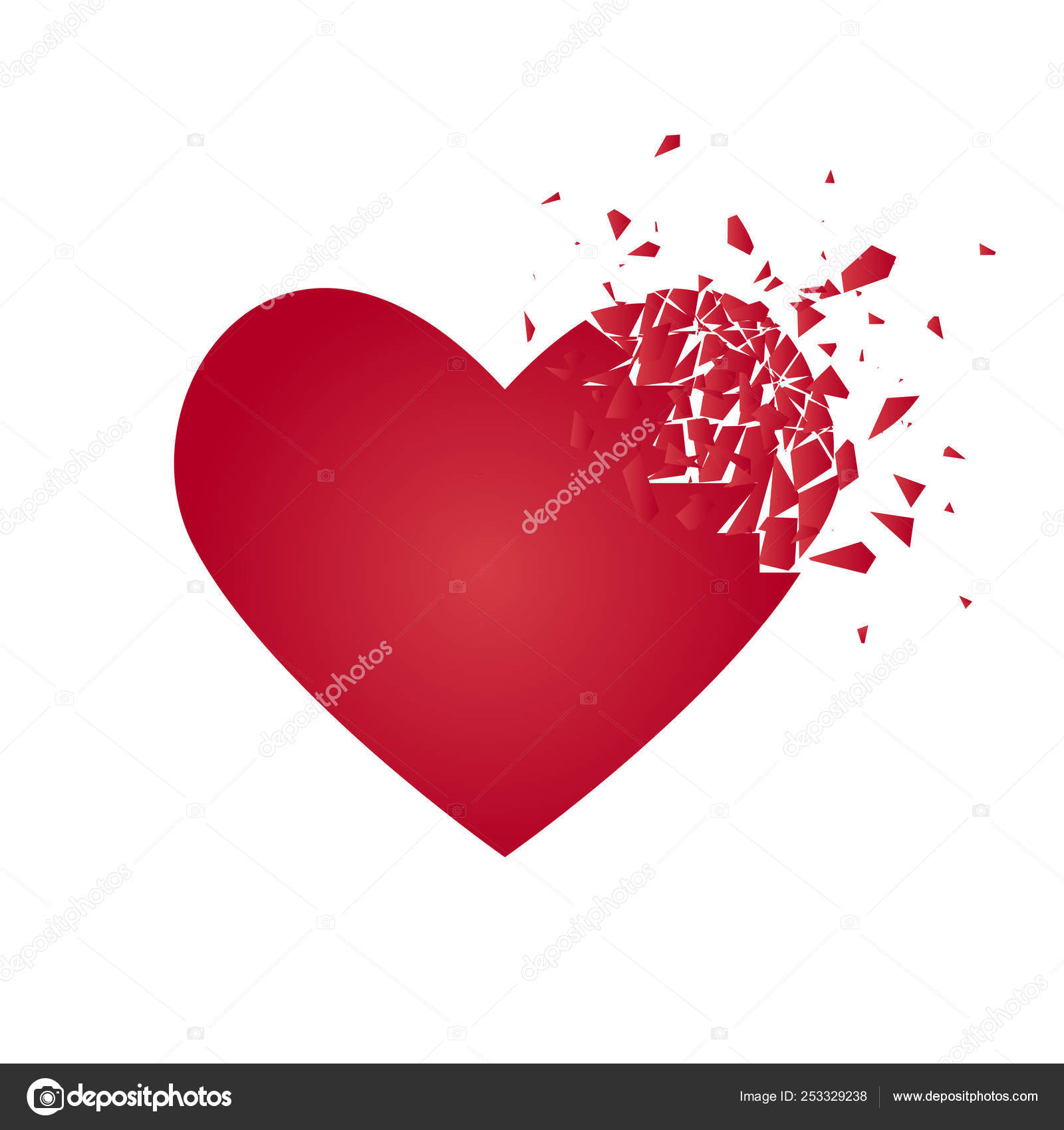 Red Heart Debris White Background Place Your Text Vector Illustration ...