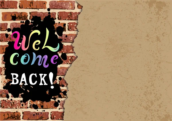 Welcome Back Text Graffiti Brick Wall Background Vector Illustration ...