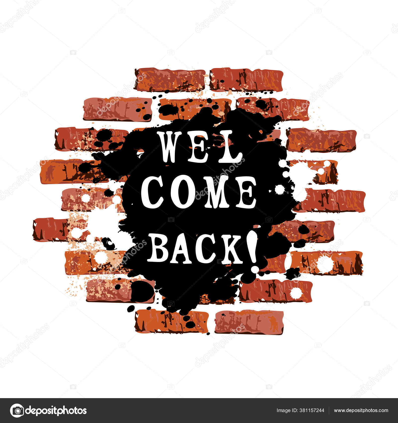 Welcome Back Text Graffiti Brick Wall Background Vector Illustration ...