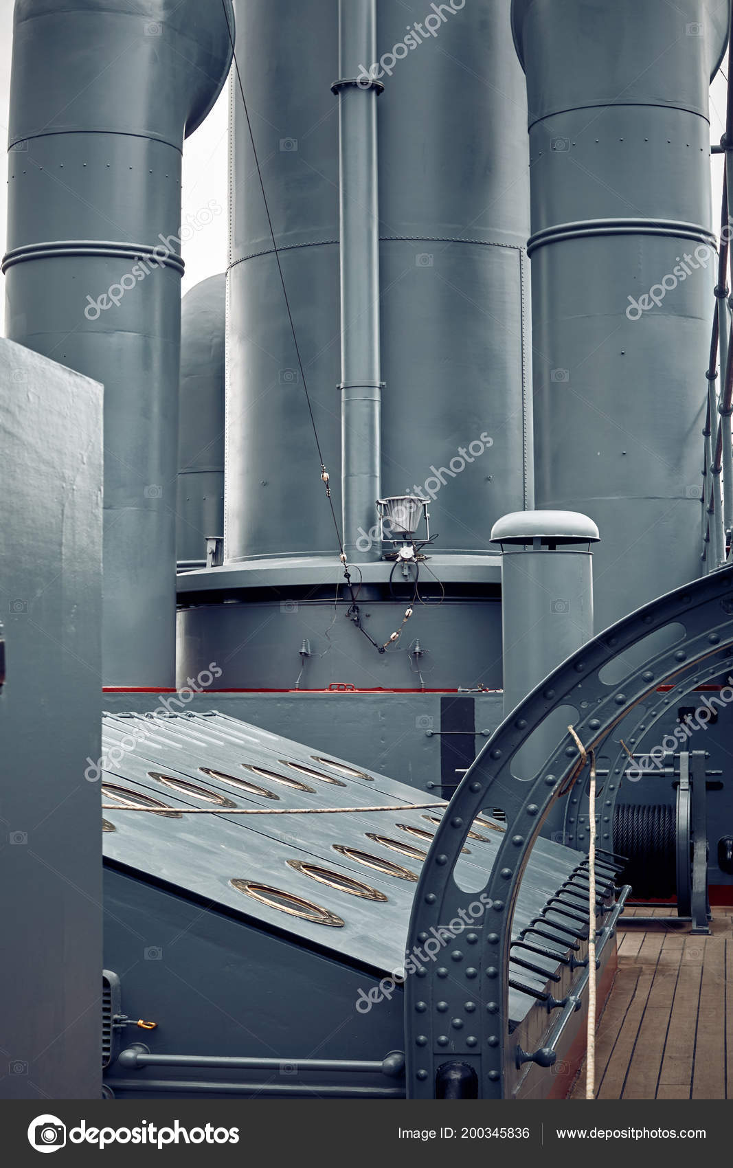 Steam Pipes Engine Room Upper Deck Old Military Steam Ship Stock Photo ...
