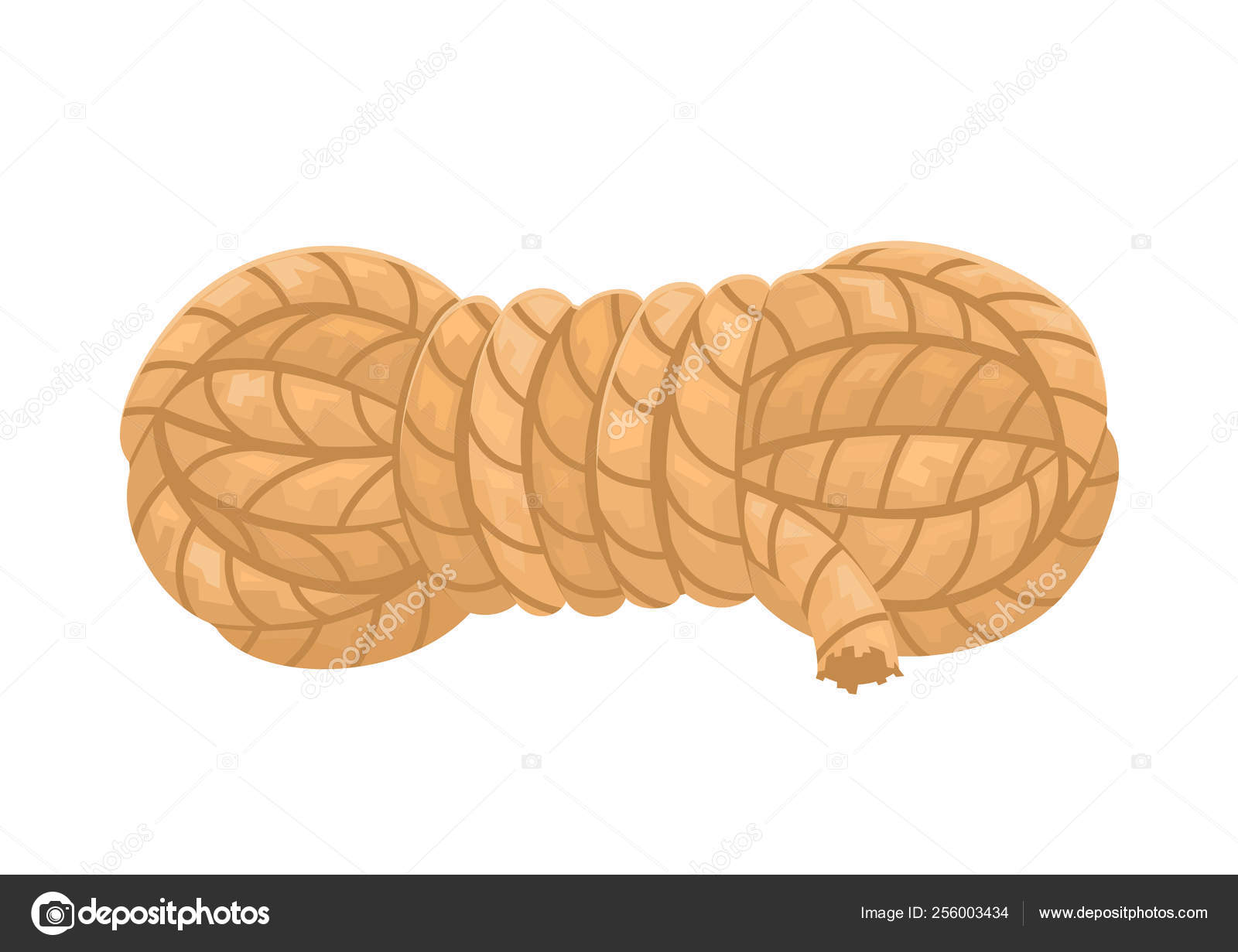 Roll of ship rope cartoon vector illustration on white background Stock ...