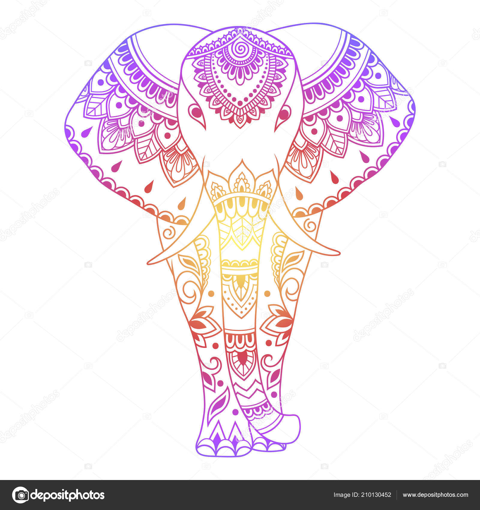 Colorful Tribal Elephant Drawings Ethnic Indian Elephant Pattern