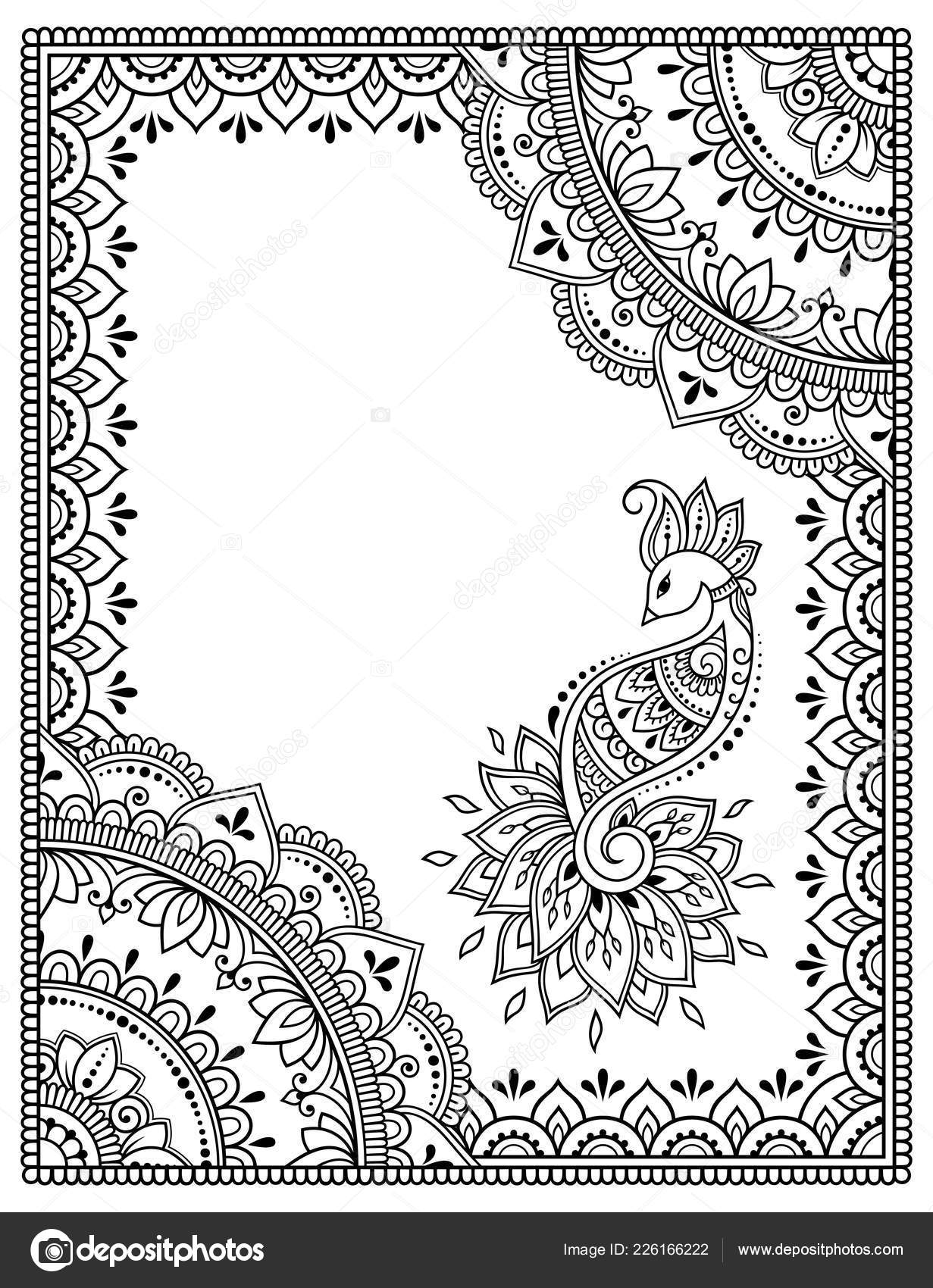 Peacock Henna Design Border