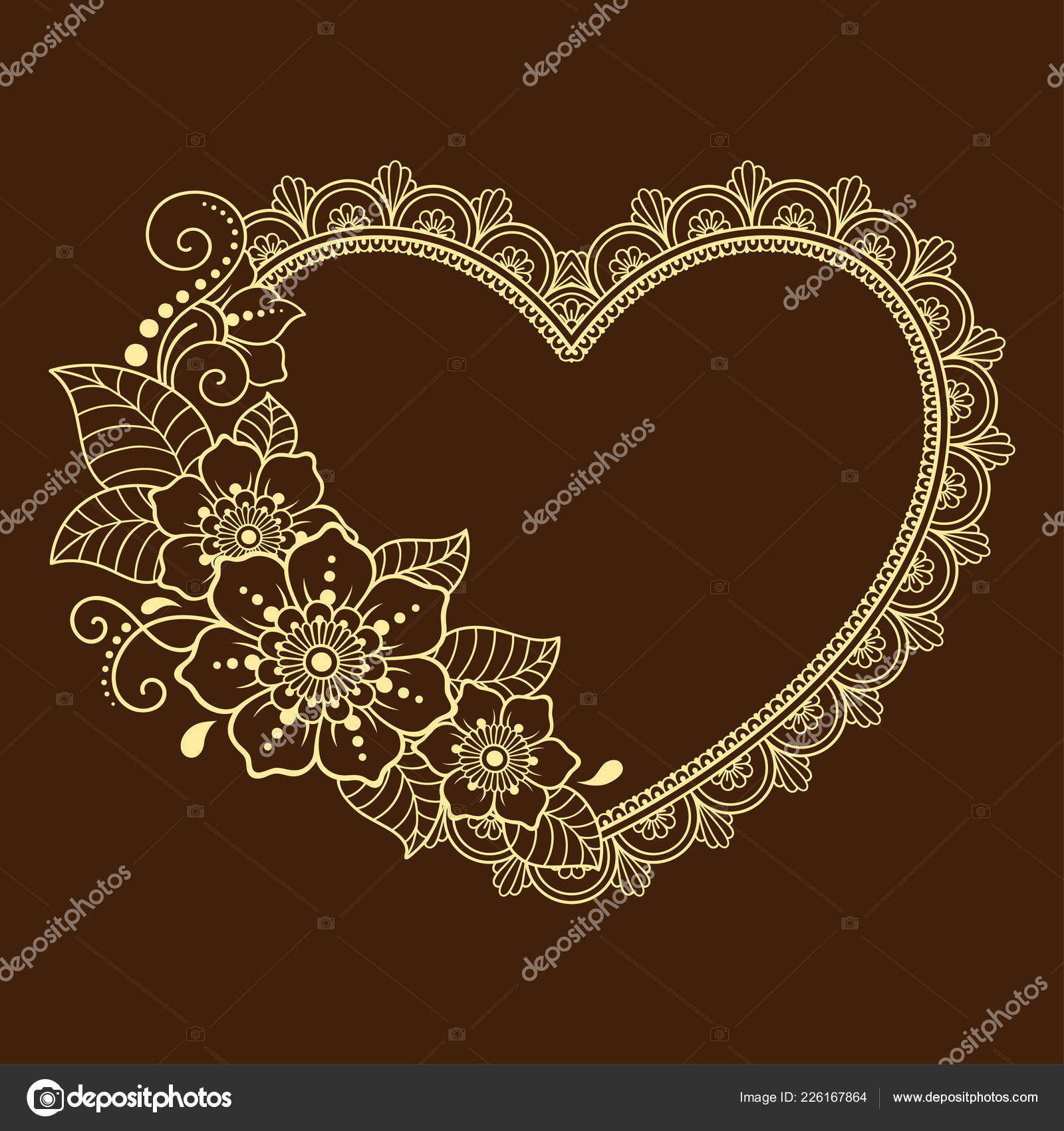 Pattern Form Heart Henna Mehndi Tattoo Decoration Frame Decorative ...