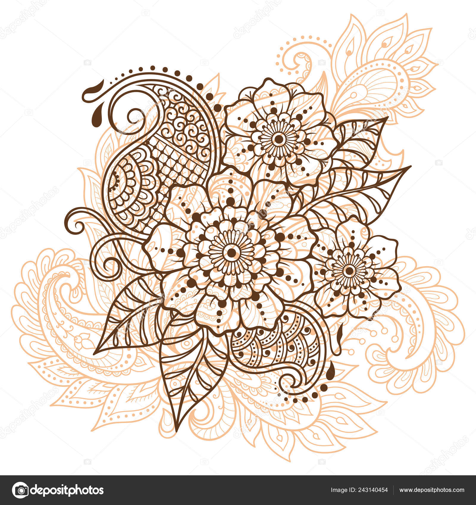 Indian Flower Patterns And Designs. Mehndi Flower Pattern Vector