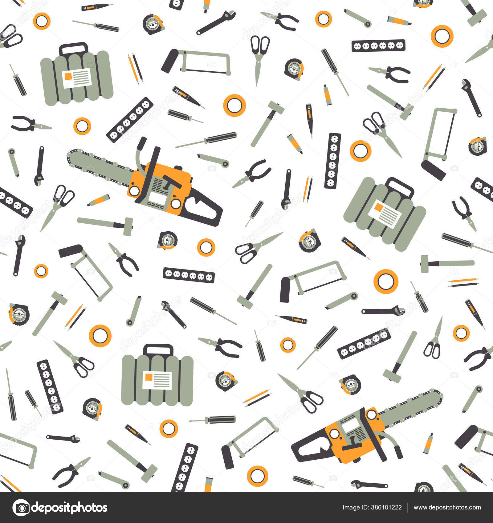 Seamless Pattern Working Hand Tools Repair Construction Illustration ...