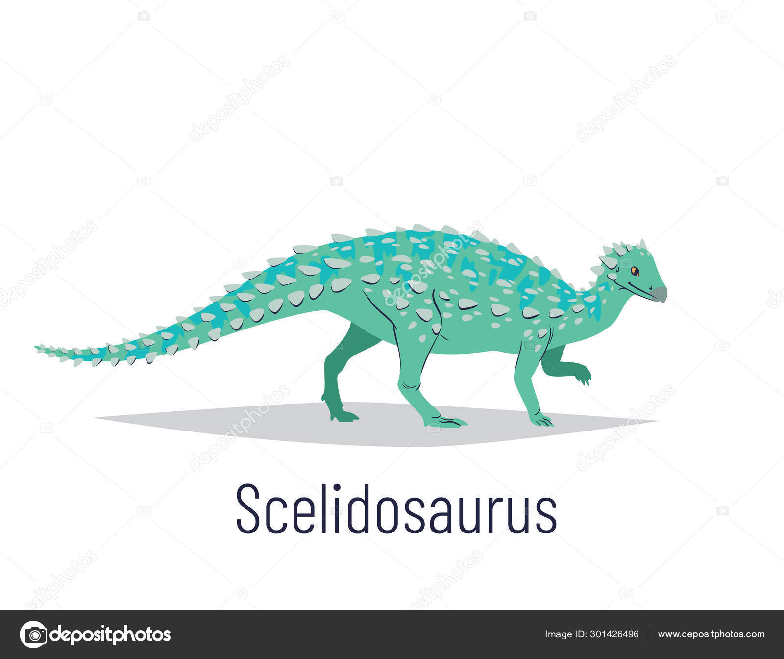 Scelidosaurus. Ornithischian dinosaur. Colorful vector illustration of prehistoric creature ...