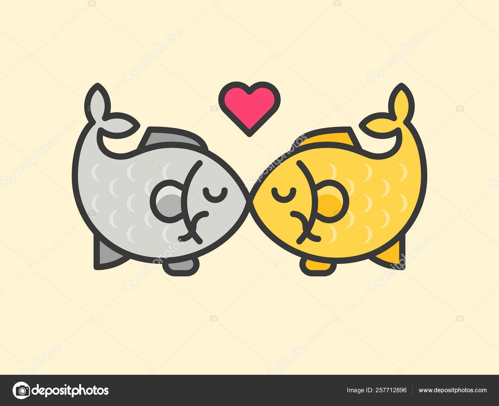 Two Fish Kissing Drawing