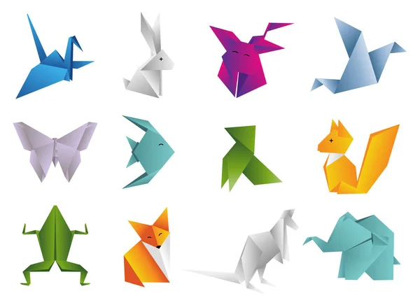 Origami Animals set. Caricaturas geométricas de polígonos 2024